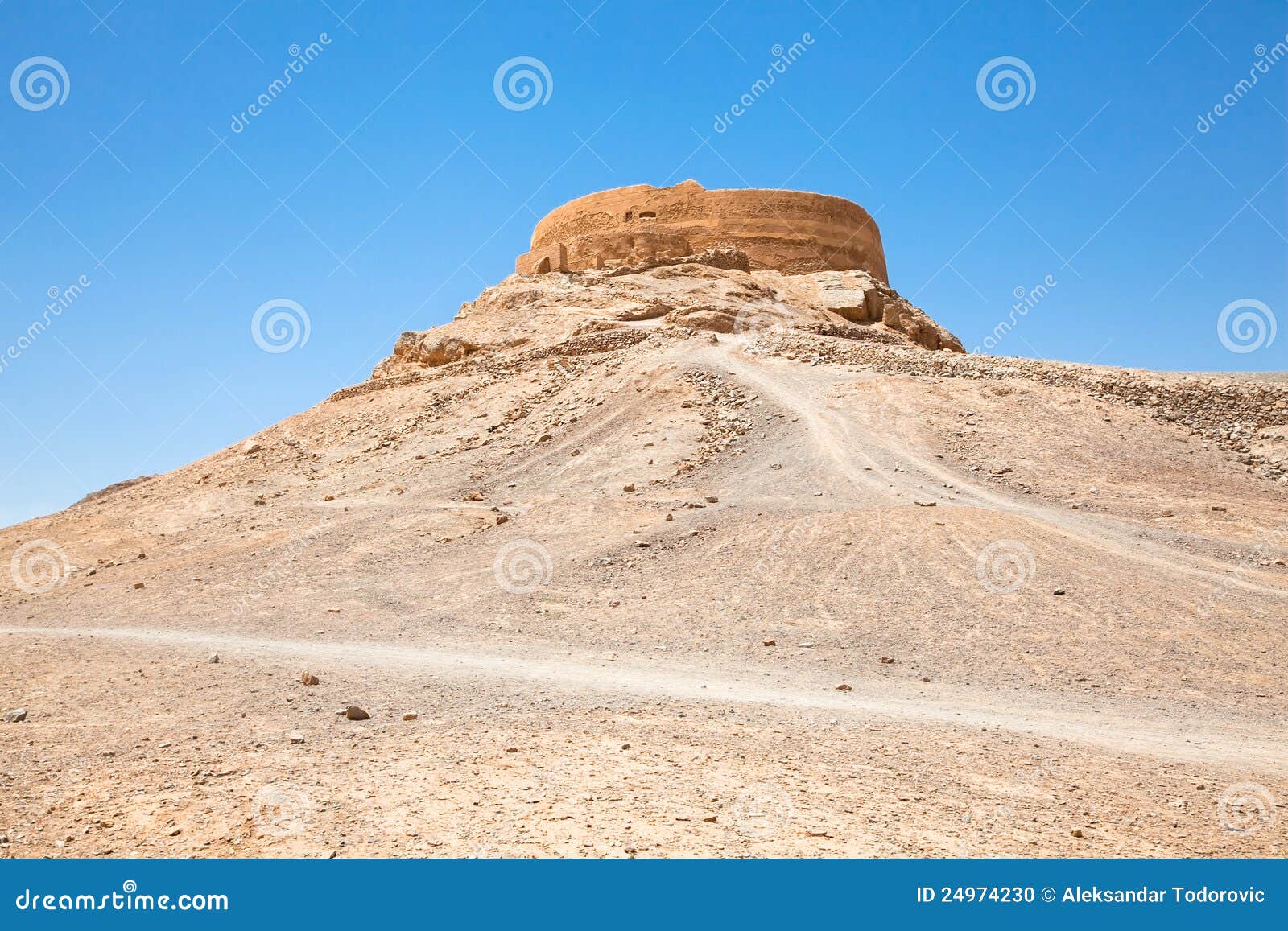 Zoroastrian Tower of Silence, Yazd, Iran. Stock Photo - Image of blue ...