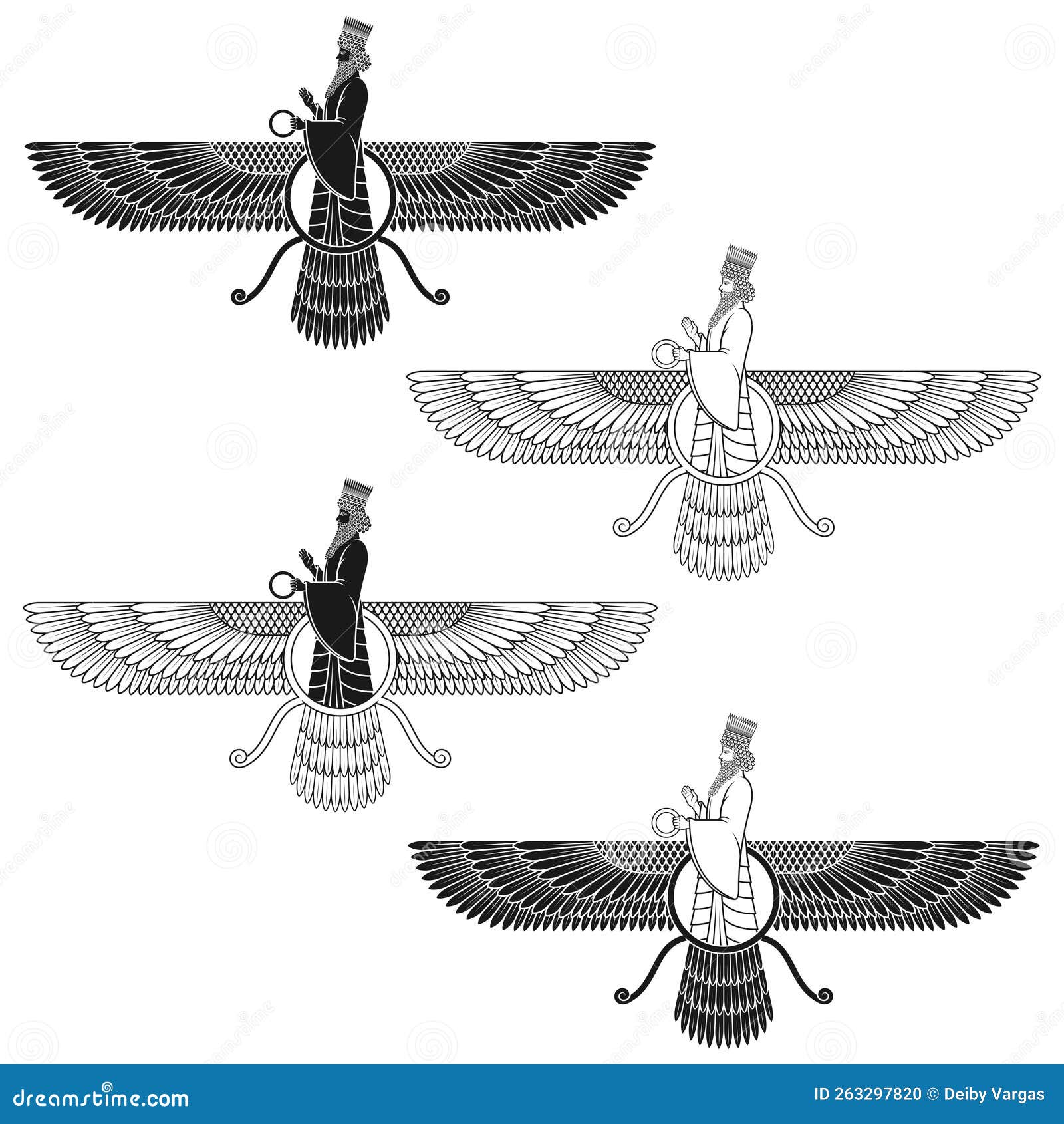 Zoroastrianism Vector Golden Icon On Black Background. Parsi Symbol ...