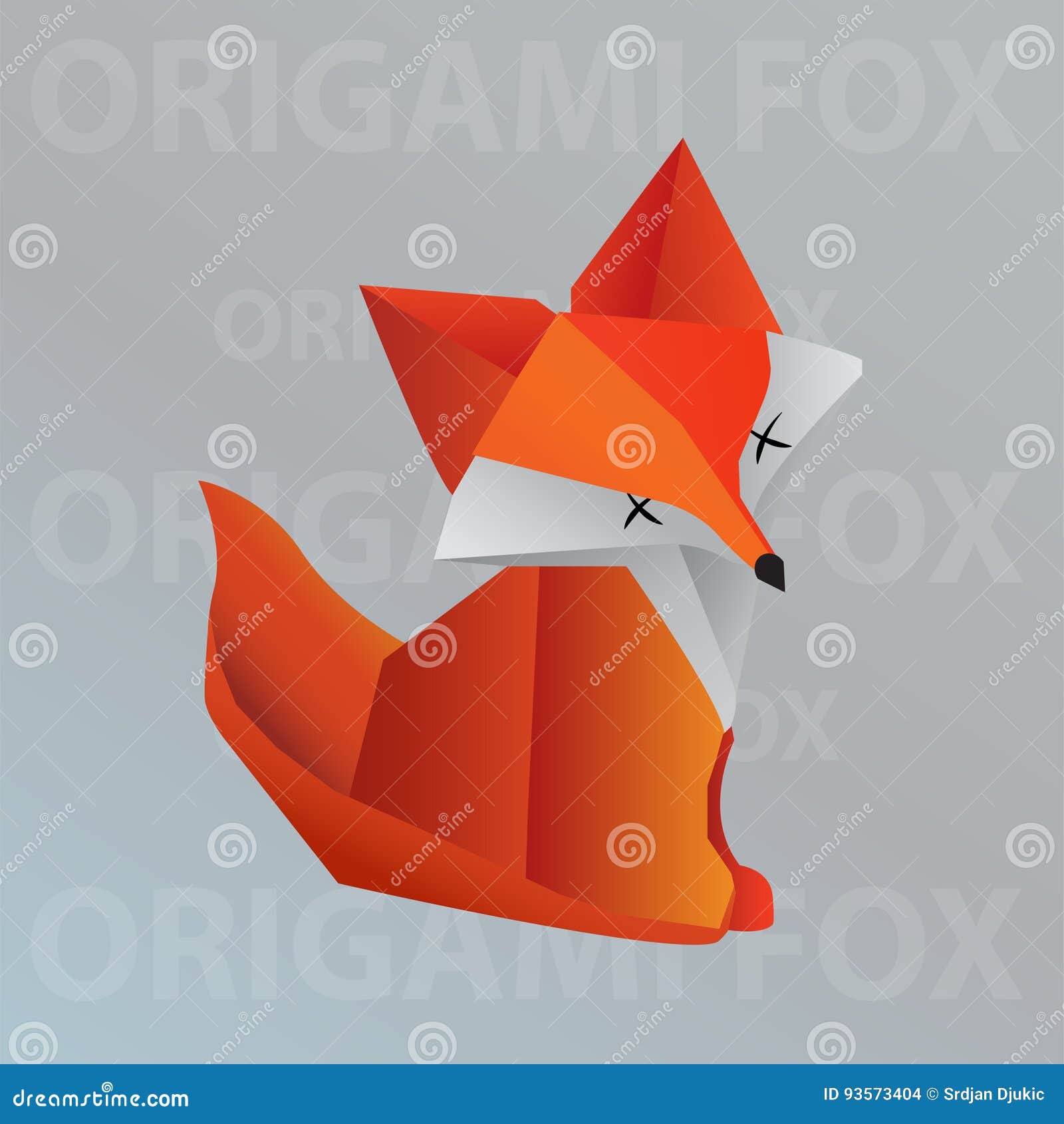Zorro de Origami ilustración del vector. Ilustración de astuto - 93573404