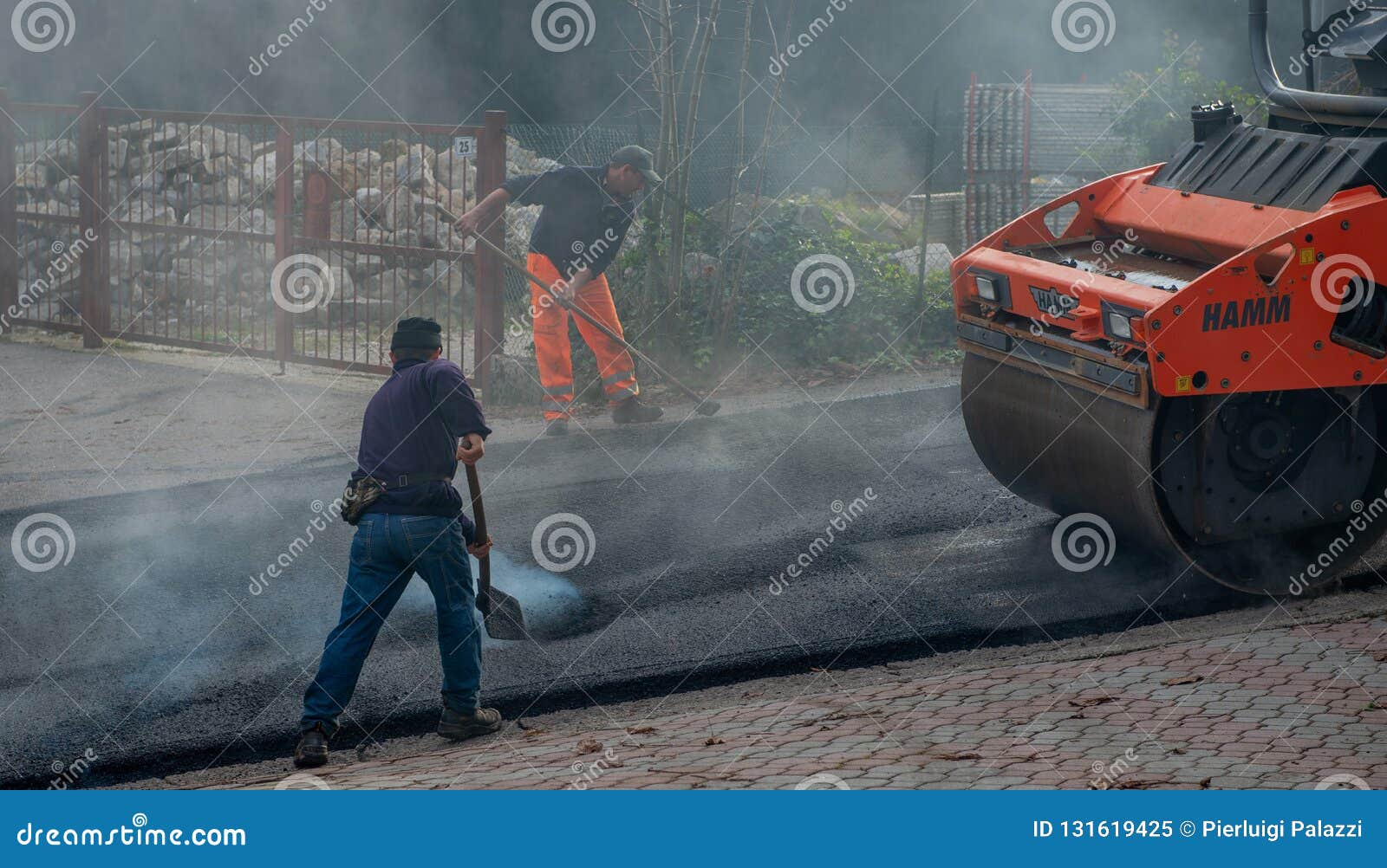 Workers at Work To Redo the Road Surface Editorial Image - Image of ...
