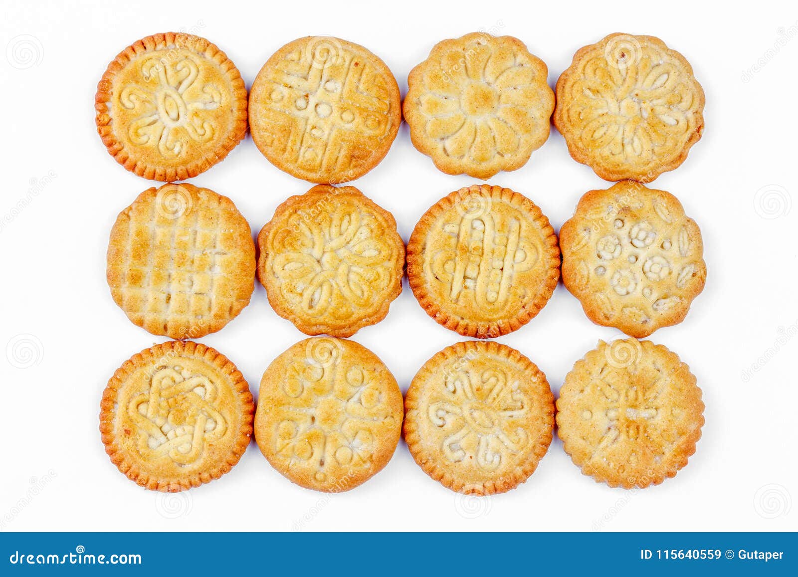 Zoute Crackers Met Patronen Op Witte Achtergrond Stock Afbeelding ...