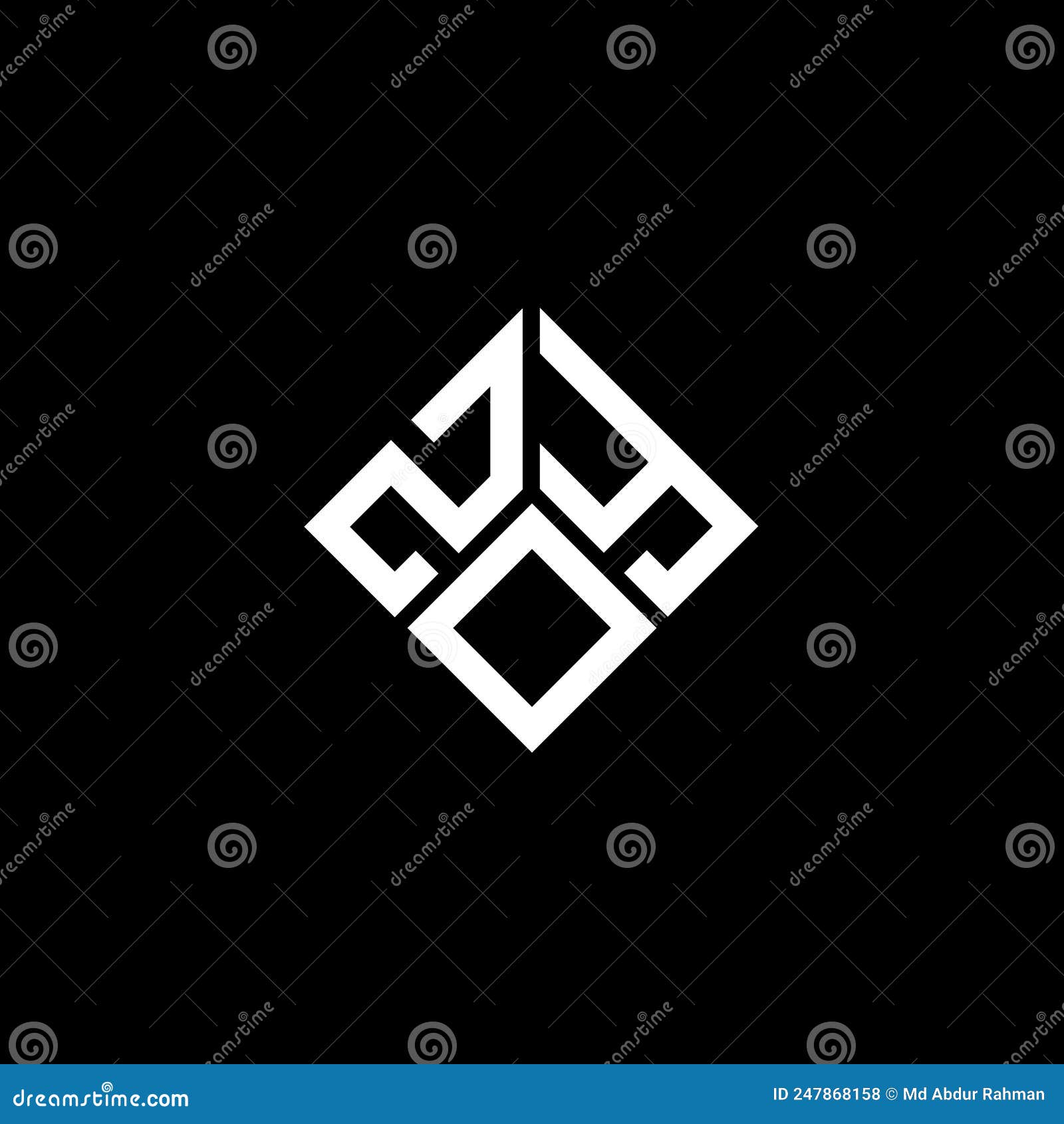 ZOY Letter Logo Design on Black Background. ZOY Creative Initials ...