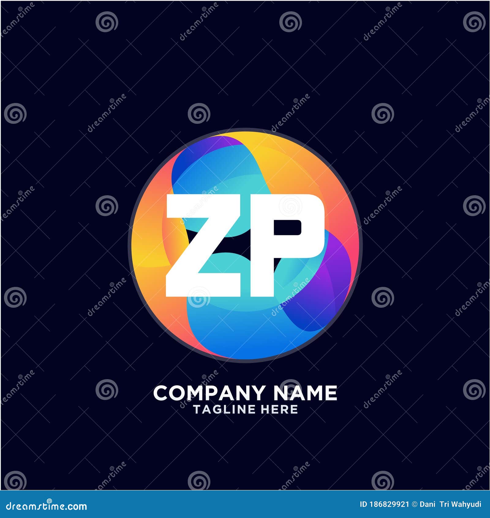 ZP Initial Logo with Colorful Circle Template Vector Stock Vector ...