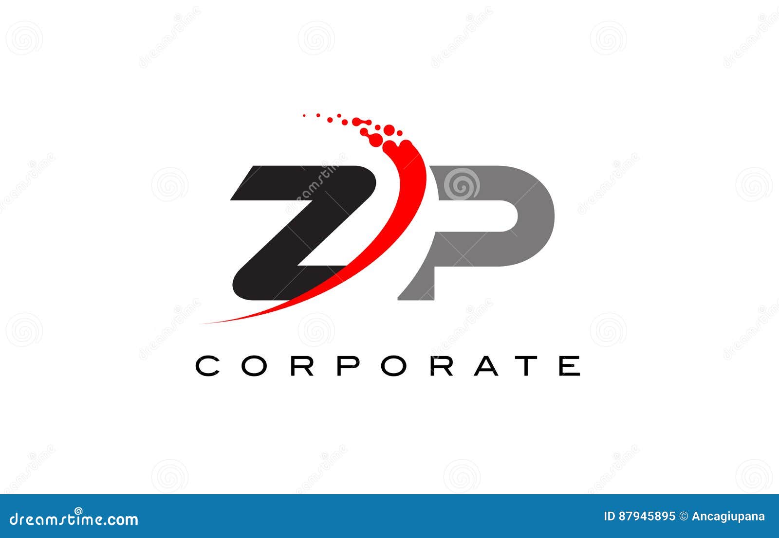 ZP Modern Letter Logo Design with Swoosh Stock Vector - Illustration of ...