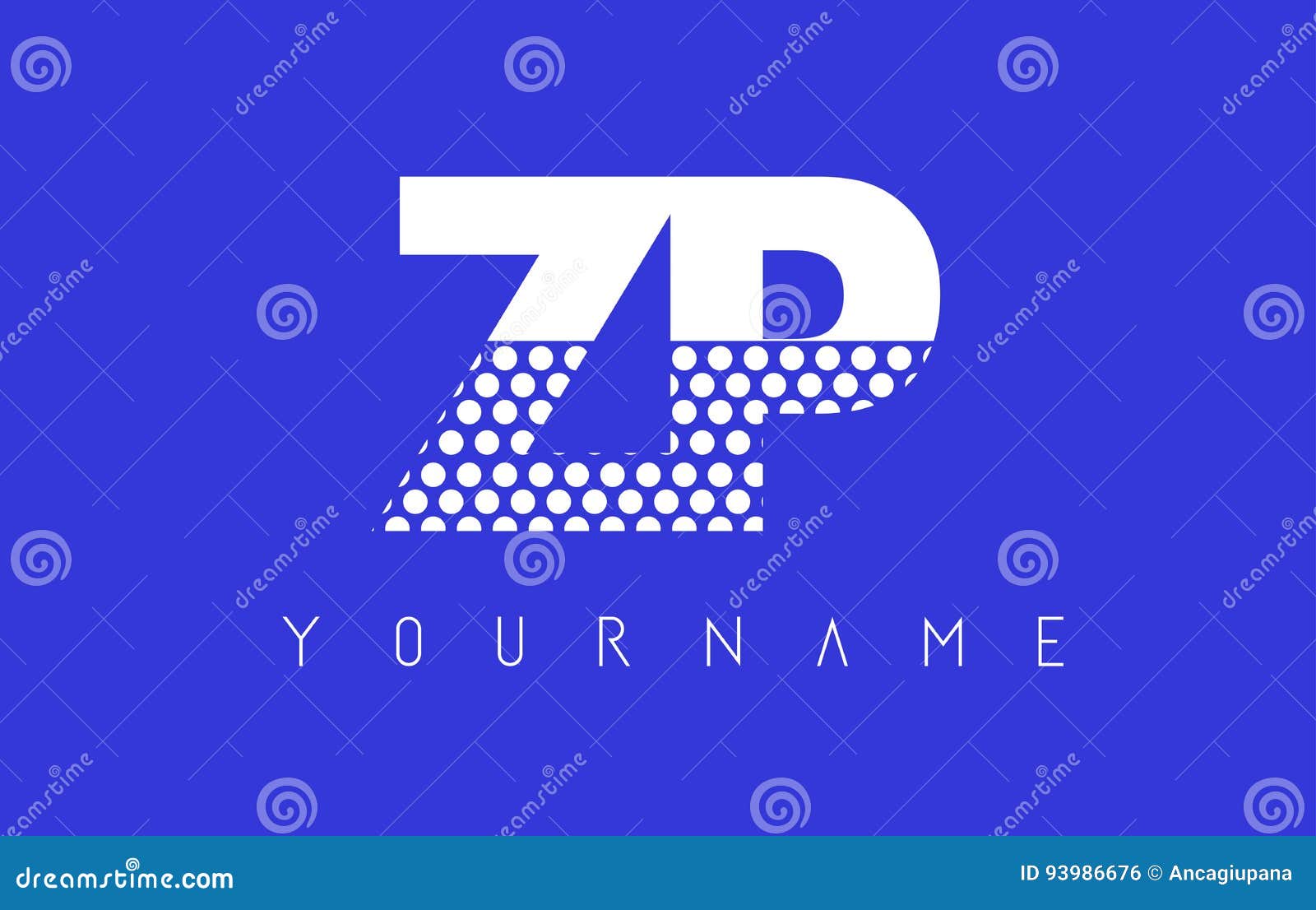 ZP Z P Dotted Letter Logo Design with Blue Background. Stock Vector ...