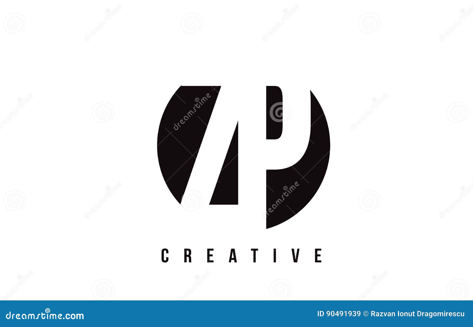 ZP Z P White Letter Logo Design with Circle Background. Stock Vector ...