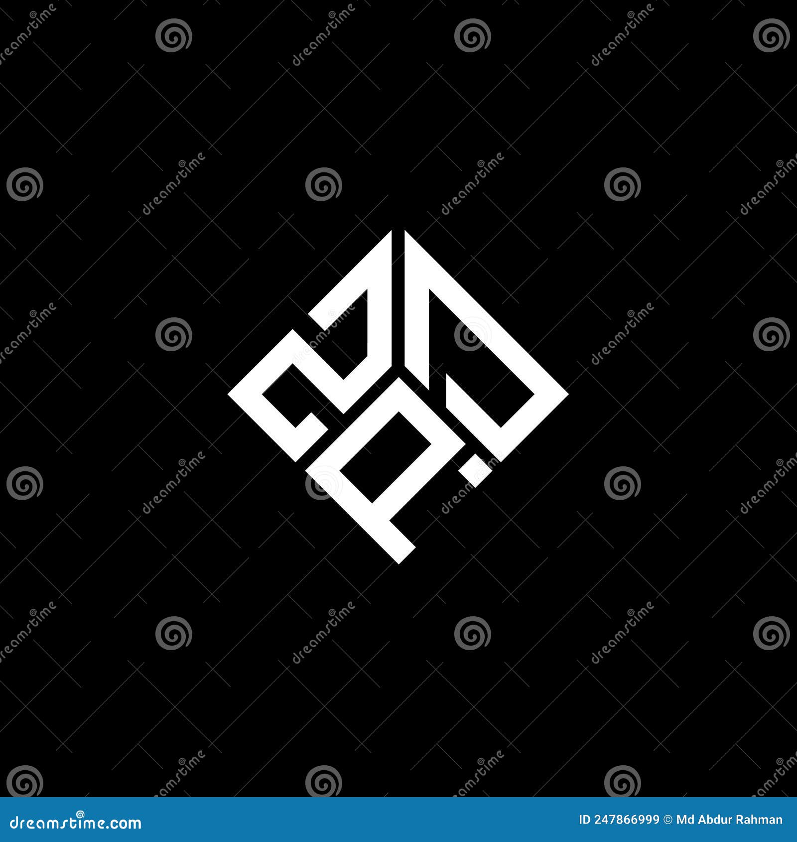ZPD Letter Logo Design on Black Background. ZPD Creative Initials ...