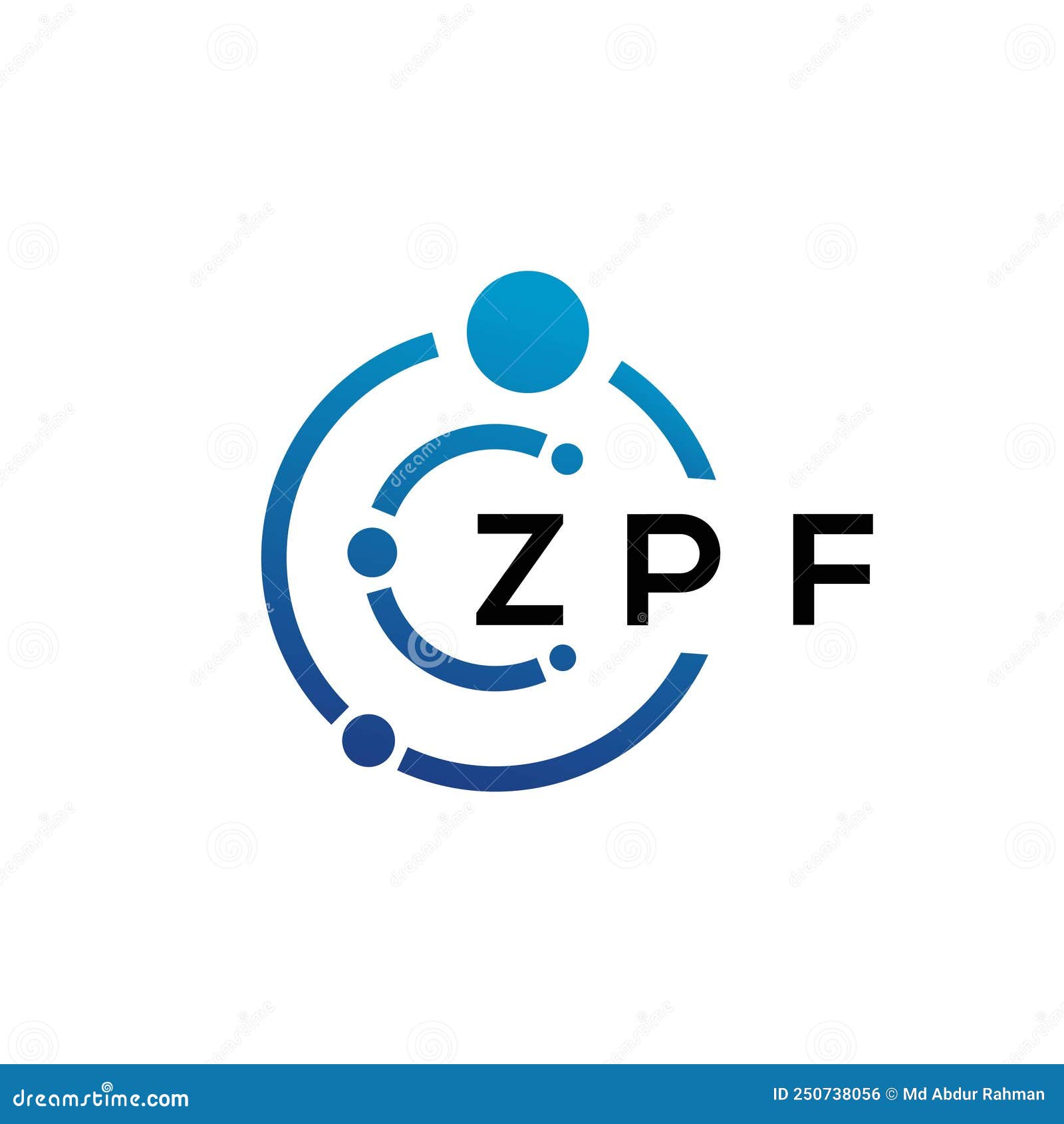 ZPF Letter Technology Logo Design on White Background. ZPF Creative ...