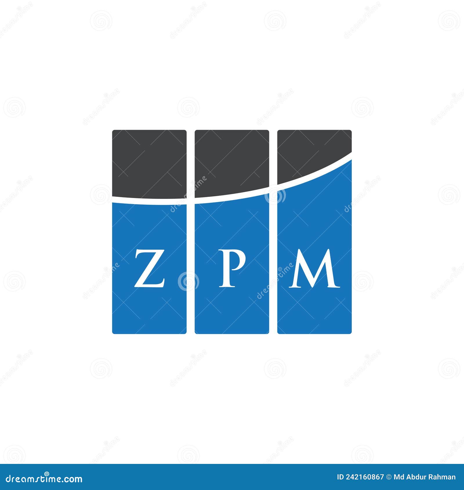 ZPM Letter Logo Design on White Background. ZPM Creative Initials ...