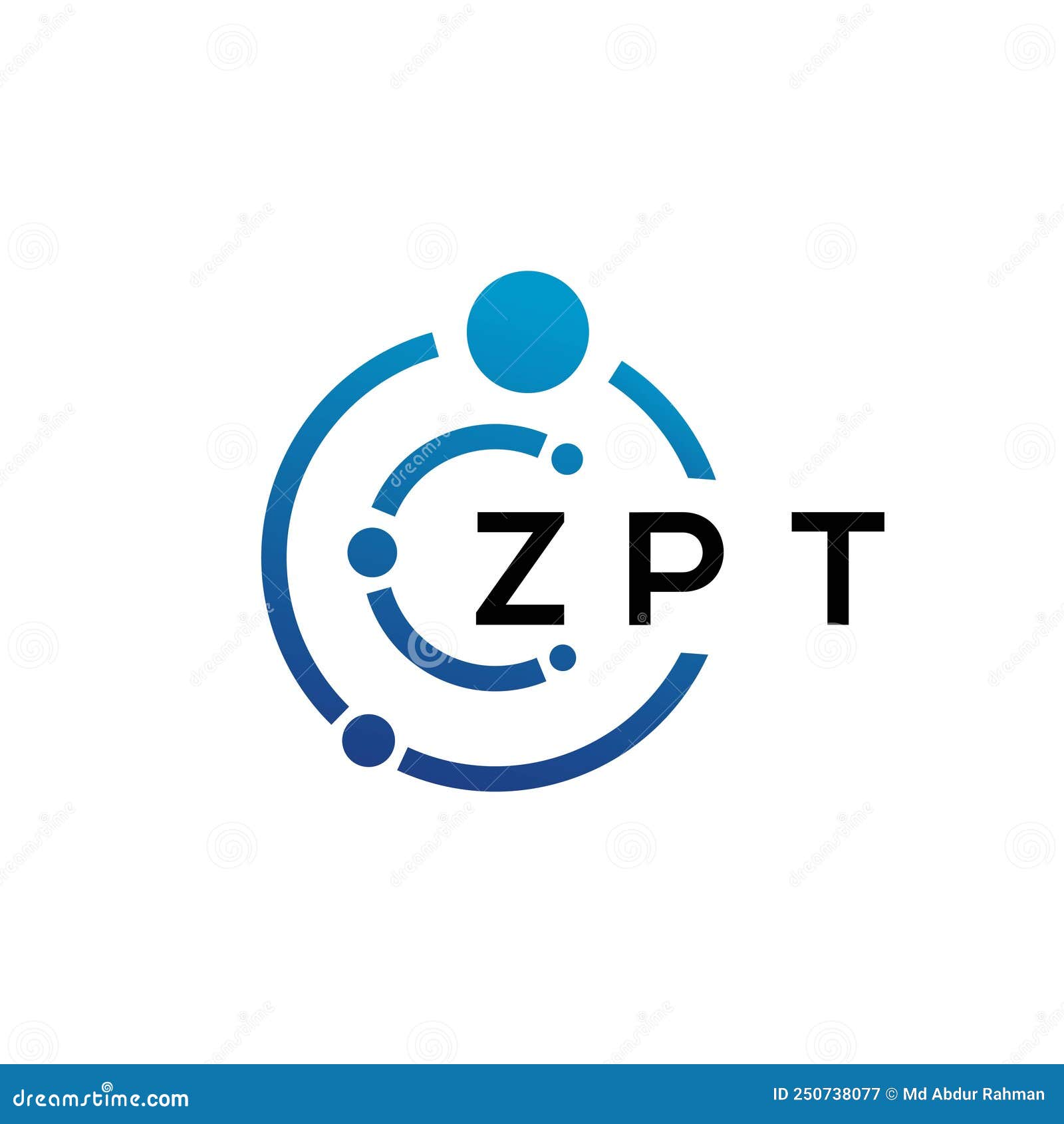 ZPT Letter Technology Logo Design on White Background. ZPT Creative ...