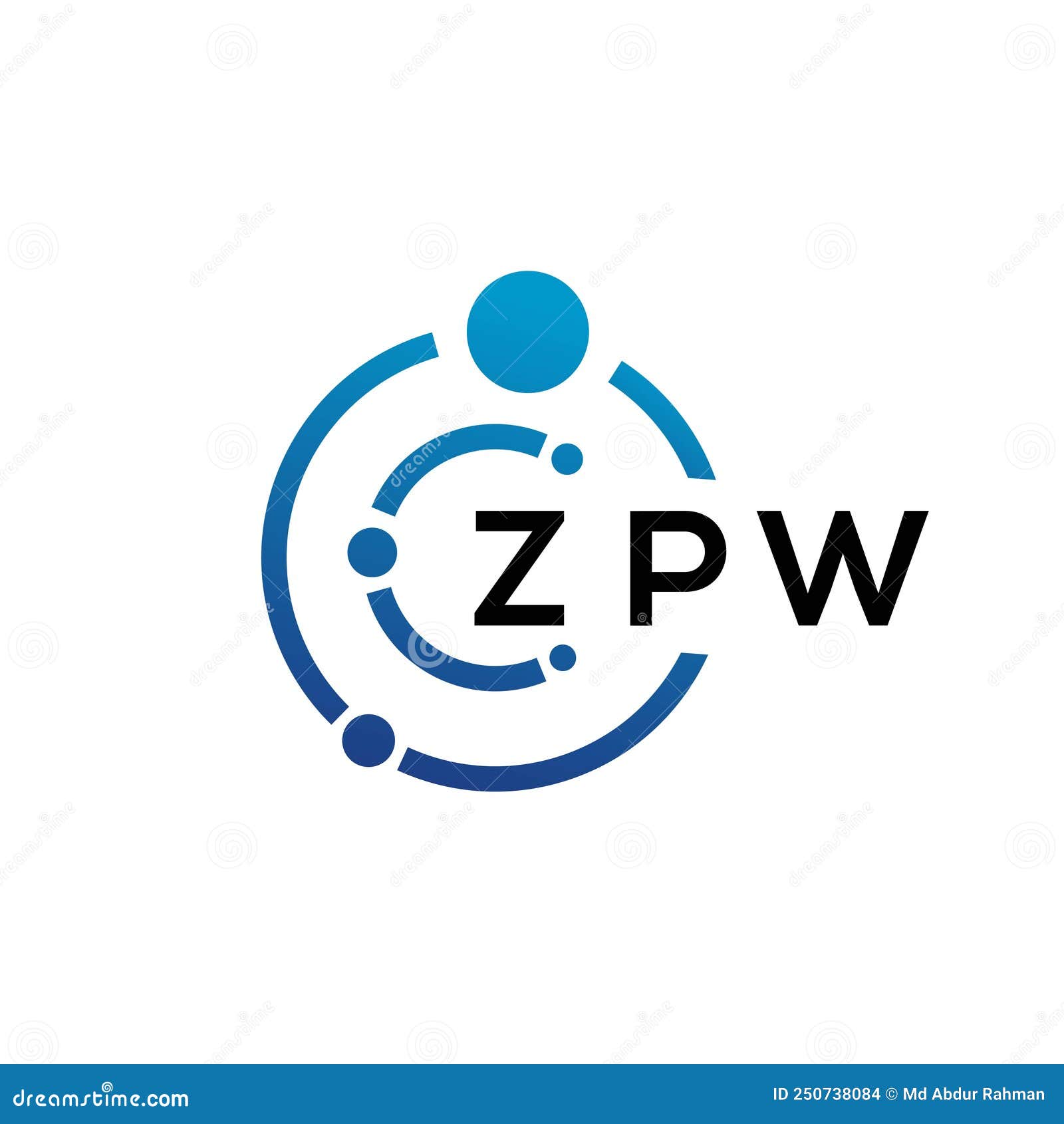 ZPW Letter Technology Logo Design on White Background. ZPW Creative ...