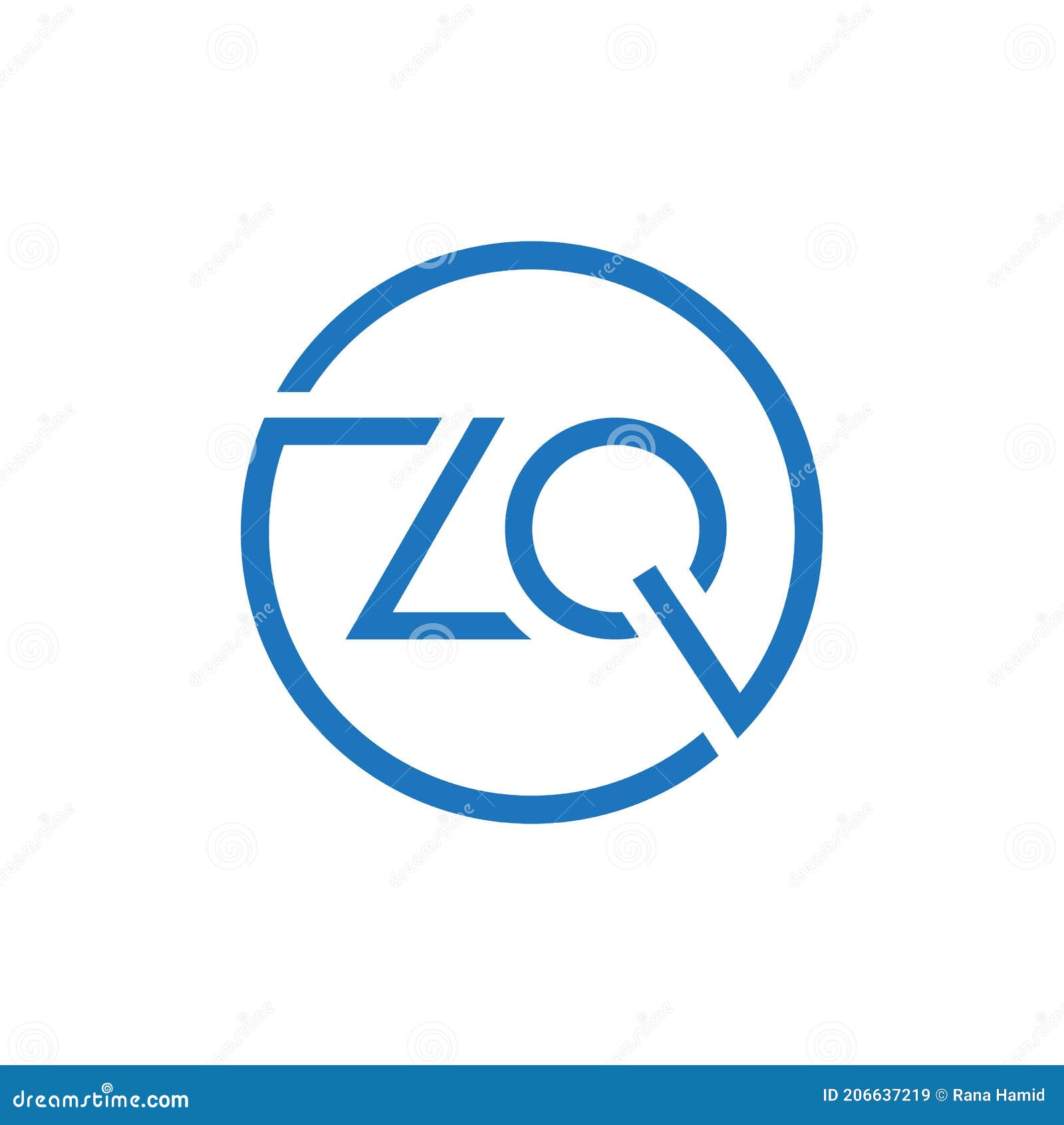ZQ Logo Design Vector Template. Initial Circle Letter ZQ Vector ...