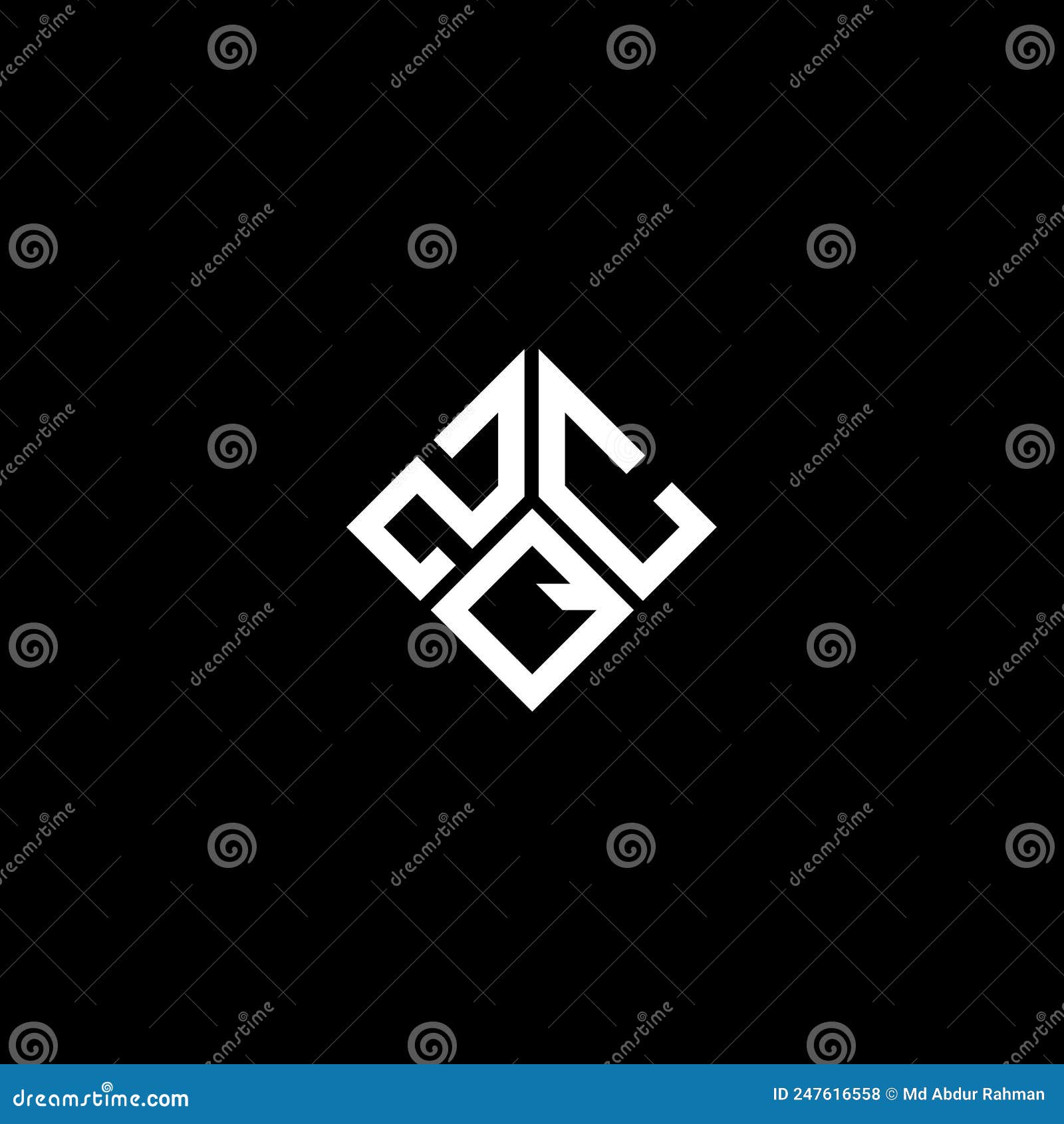 ZQC Letter Logo Design on Black Background. ZQC Creative Initials ...