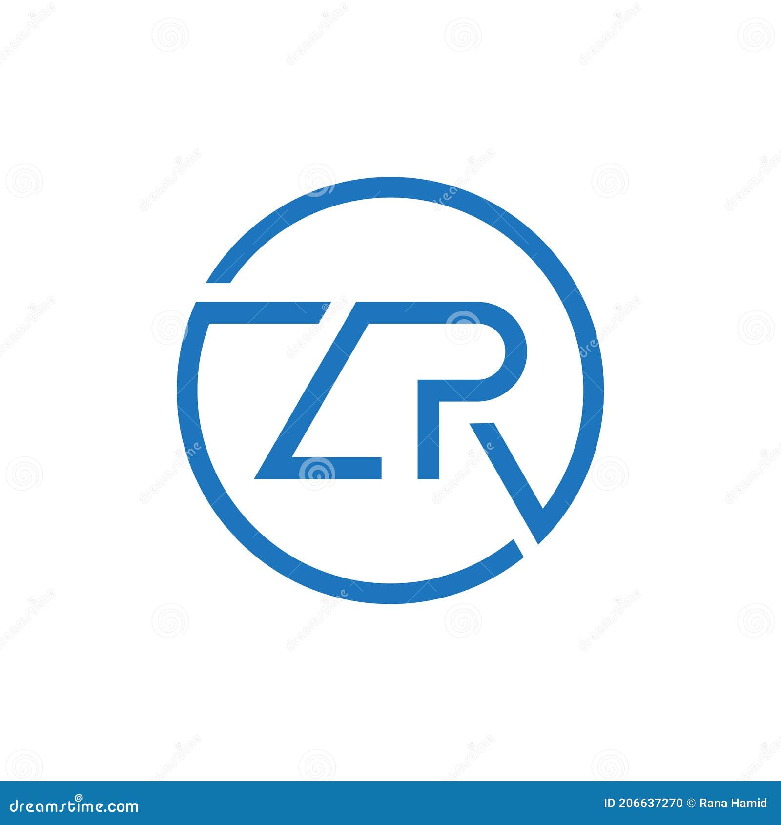 ZR Logo Design Vector Template. Initial Circle Letter ZR Vector ...
