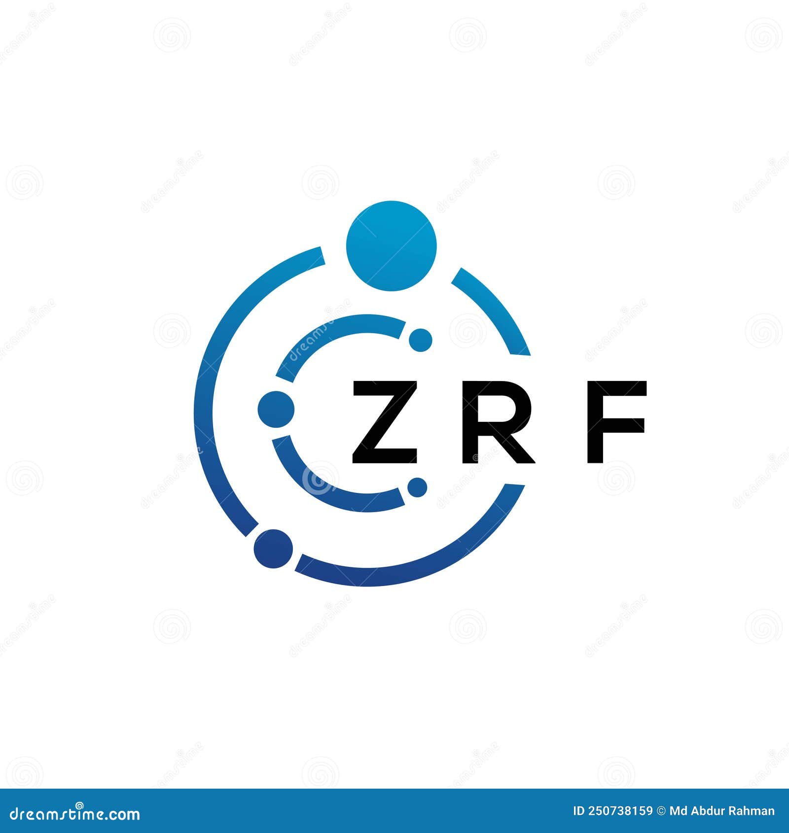 ZRF Letter Technology Logo Design on White Background. ZRF Creative ...