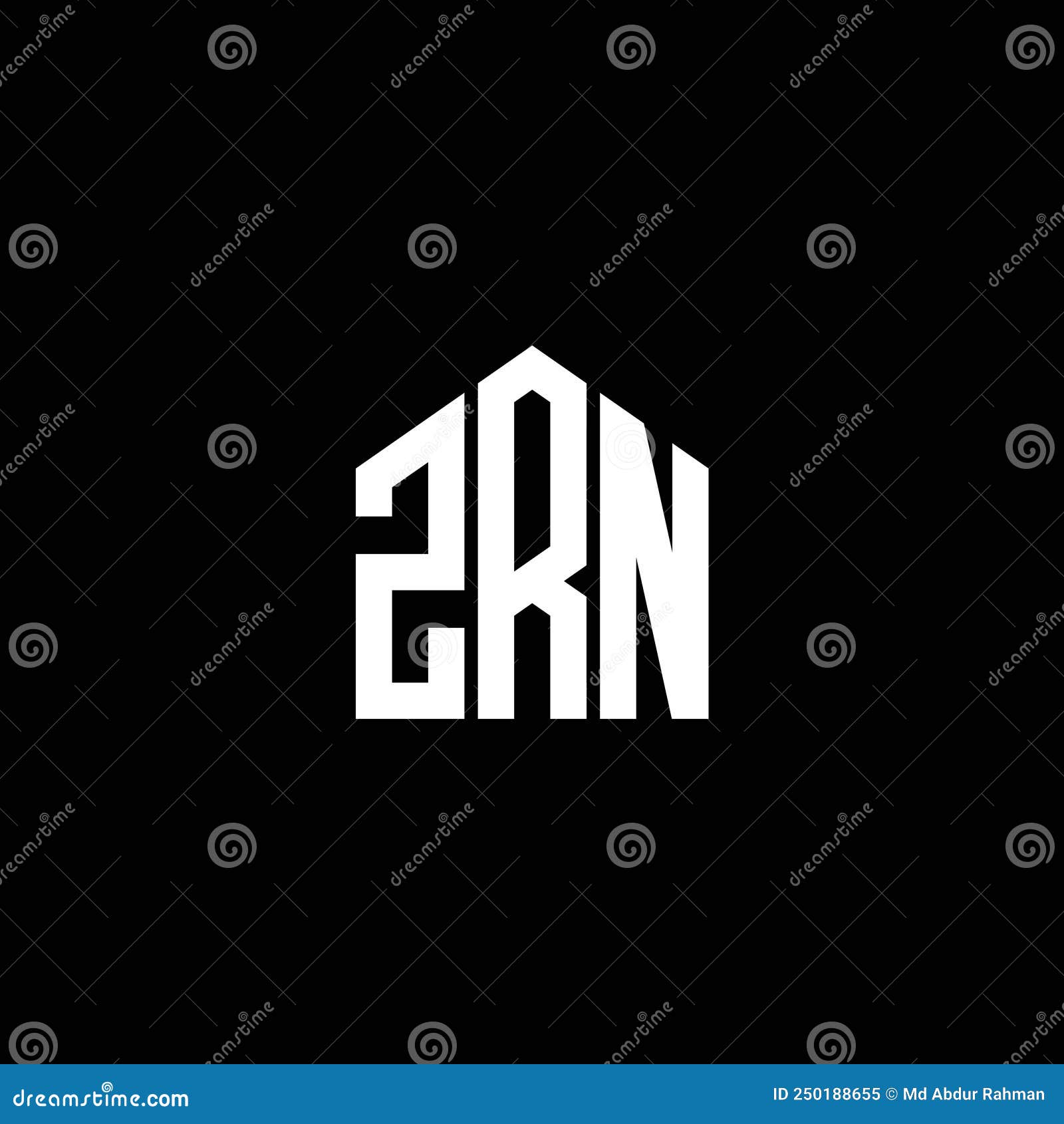 ZRN Letter Logo Design on BLACK Background. ZRN Creative Initials ...