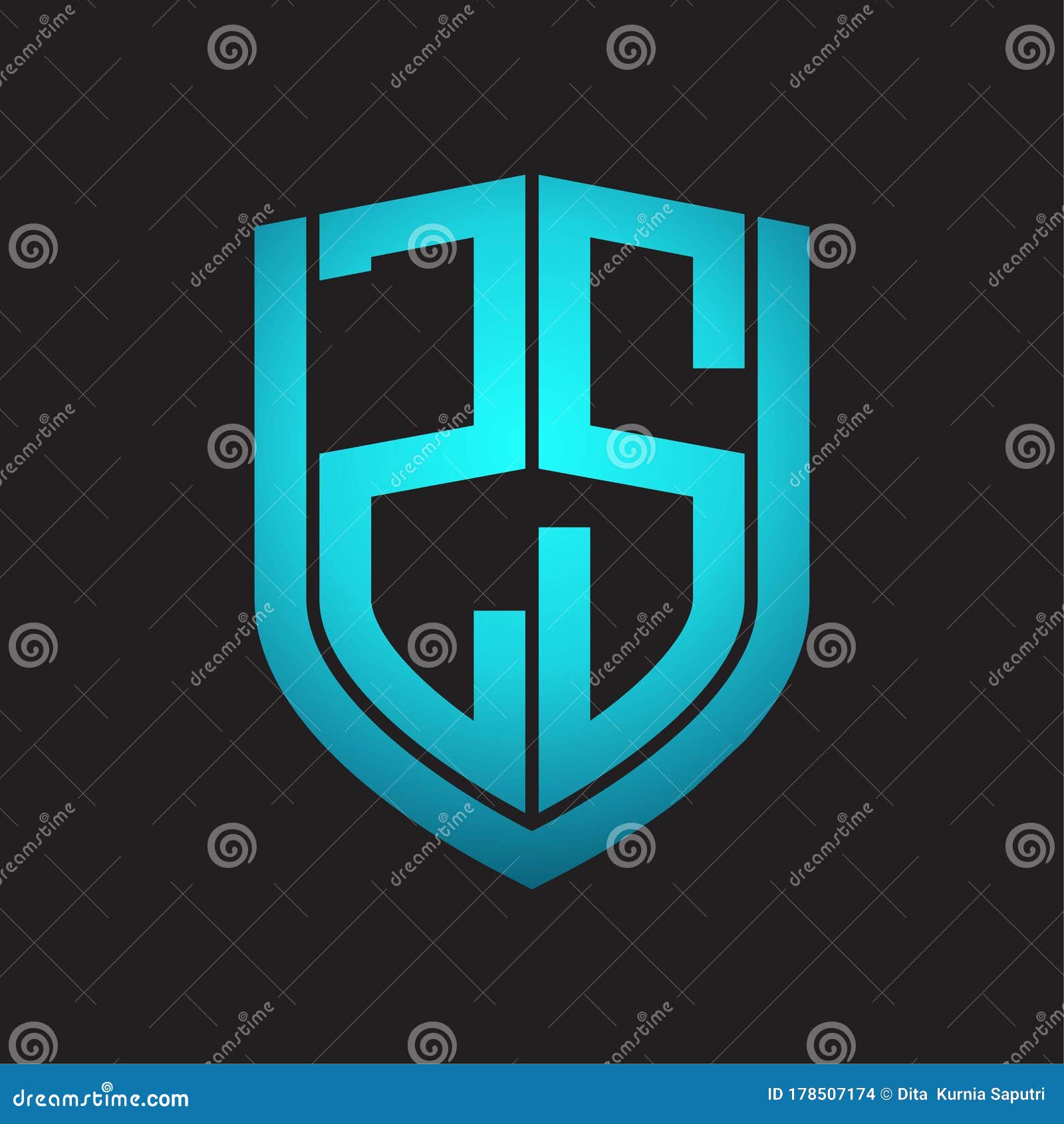 ZS Logo Monogram with Emblem Shield Design Isolated with Blue Colors on ...