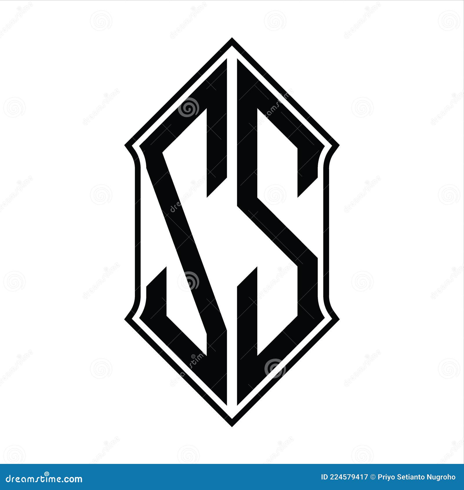 ZS Logo Monogram with Shieldshape and Outline Design Template Vector ...