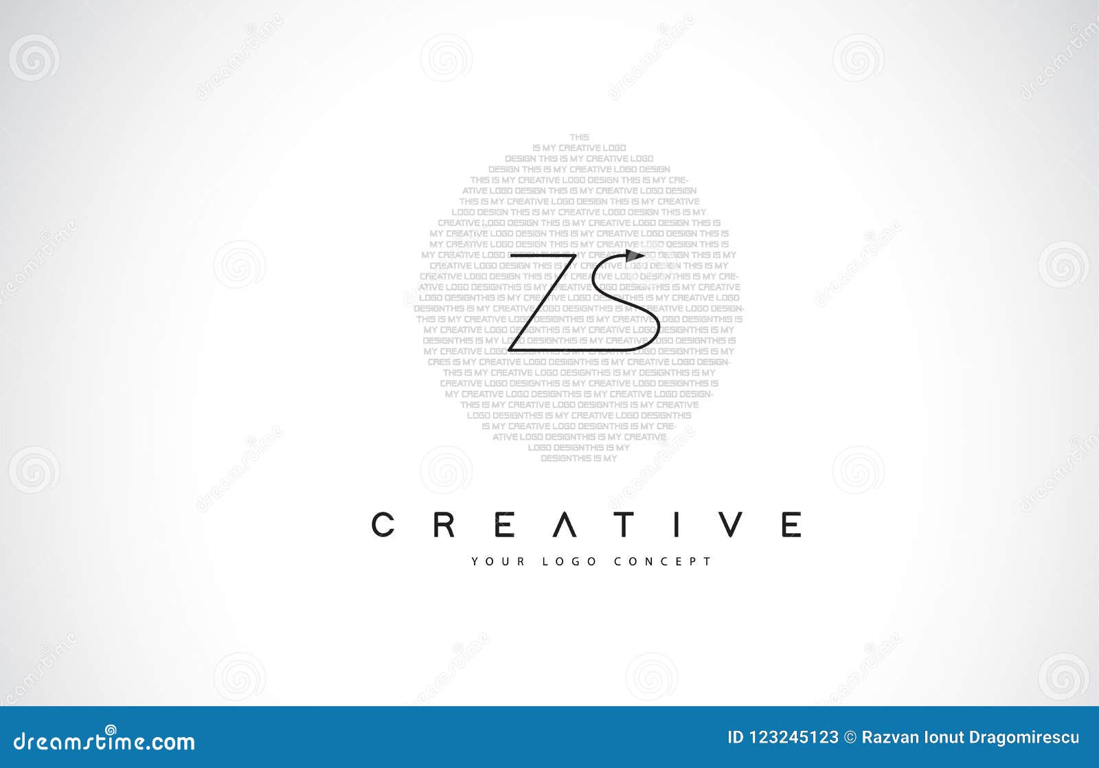 ZS Z S Logo Design with Black and White Creative Text Letter Vector ...