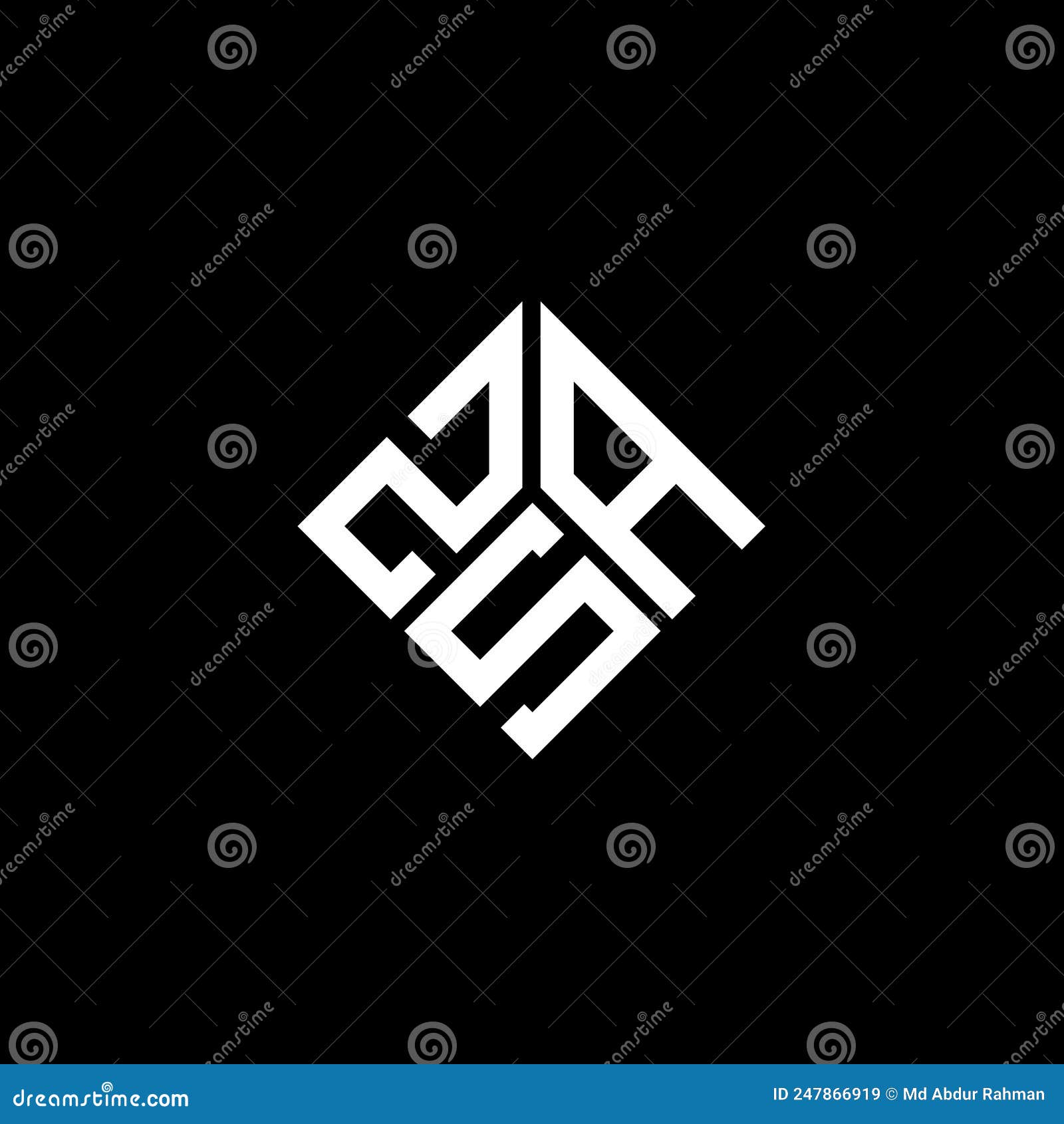 ZSA Letter Logo Design on Black Background. ZSA Creative Initials ...