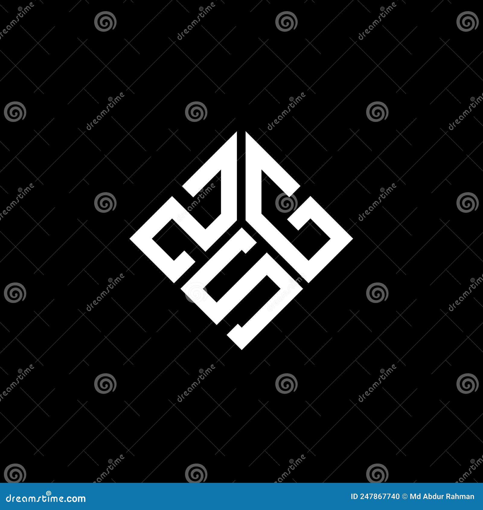 ZSG Letter Logo Design on Black Background. ZSG Creative Initials ...