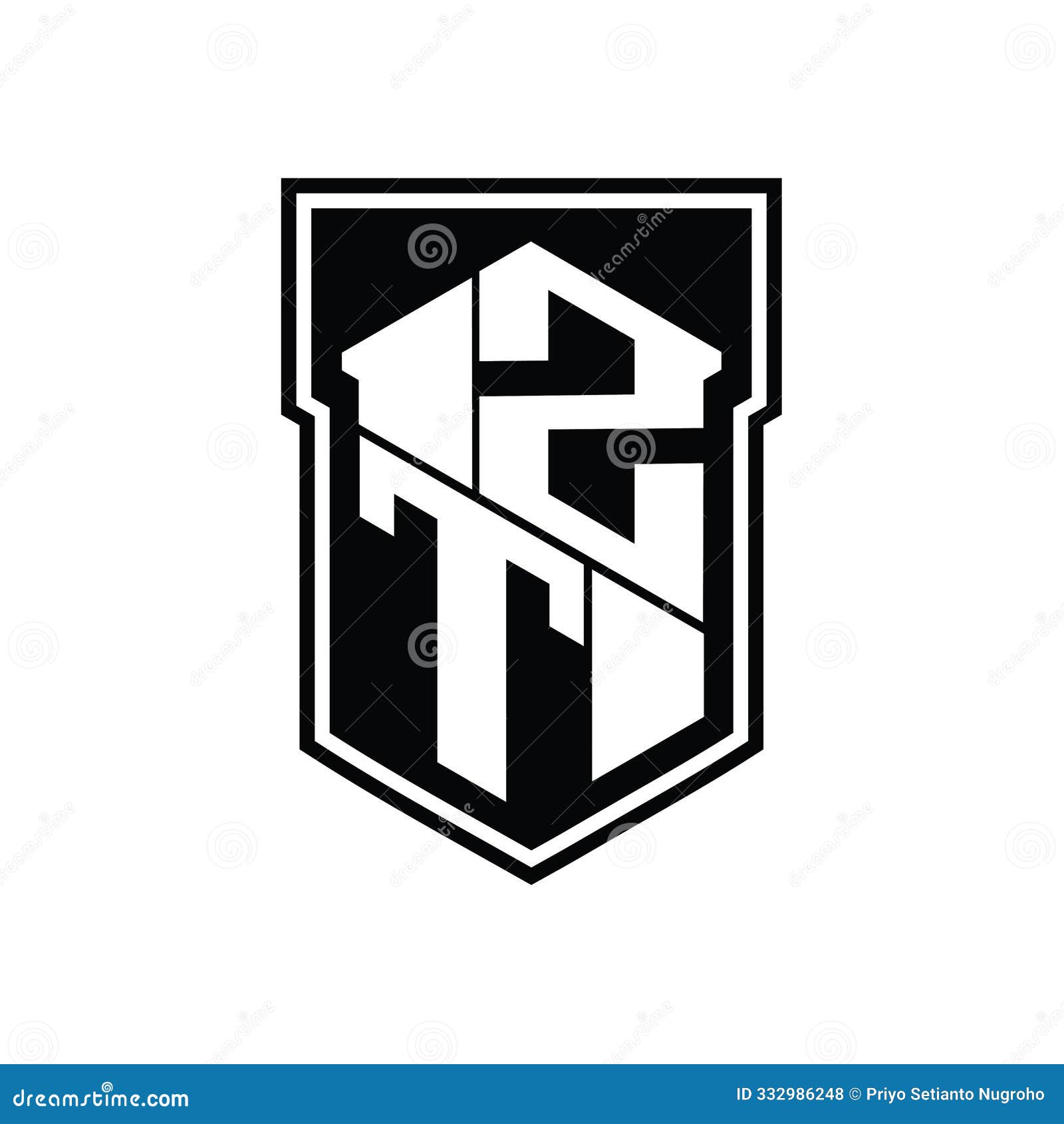ZT Logo Monogram Hexagon Geometric Up and Down Inside Shield Isolated Style Design Template ...