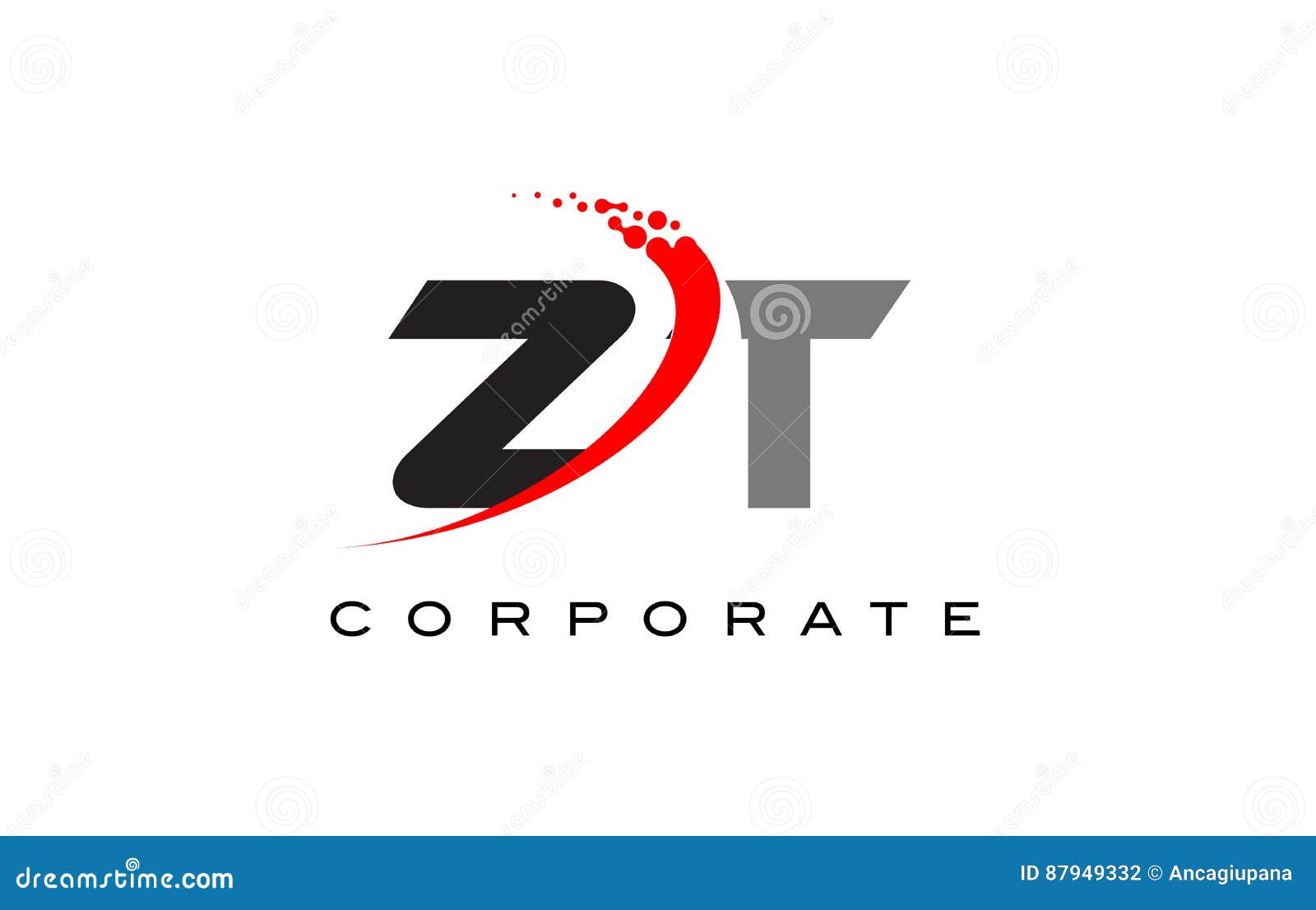 ZT Modern Letter Logo Design with Swoosh Stock Illustration ...