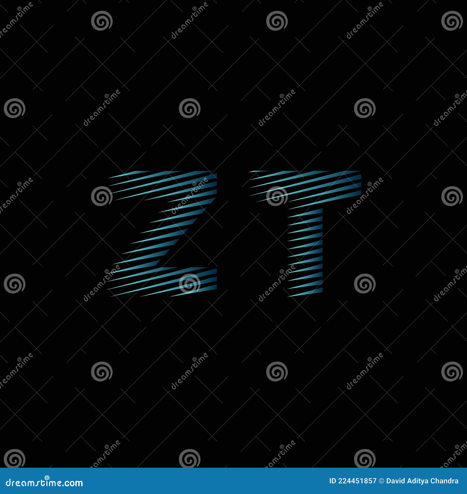 ZT Monogram Lines Style Blue Light Vector Stock Vector - Illustration ...