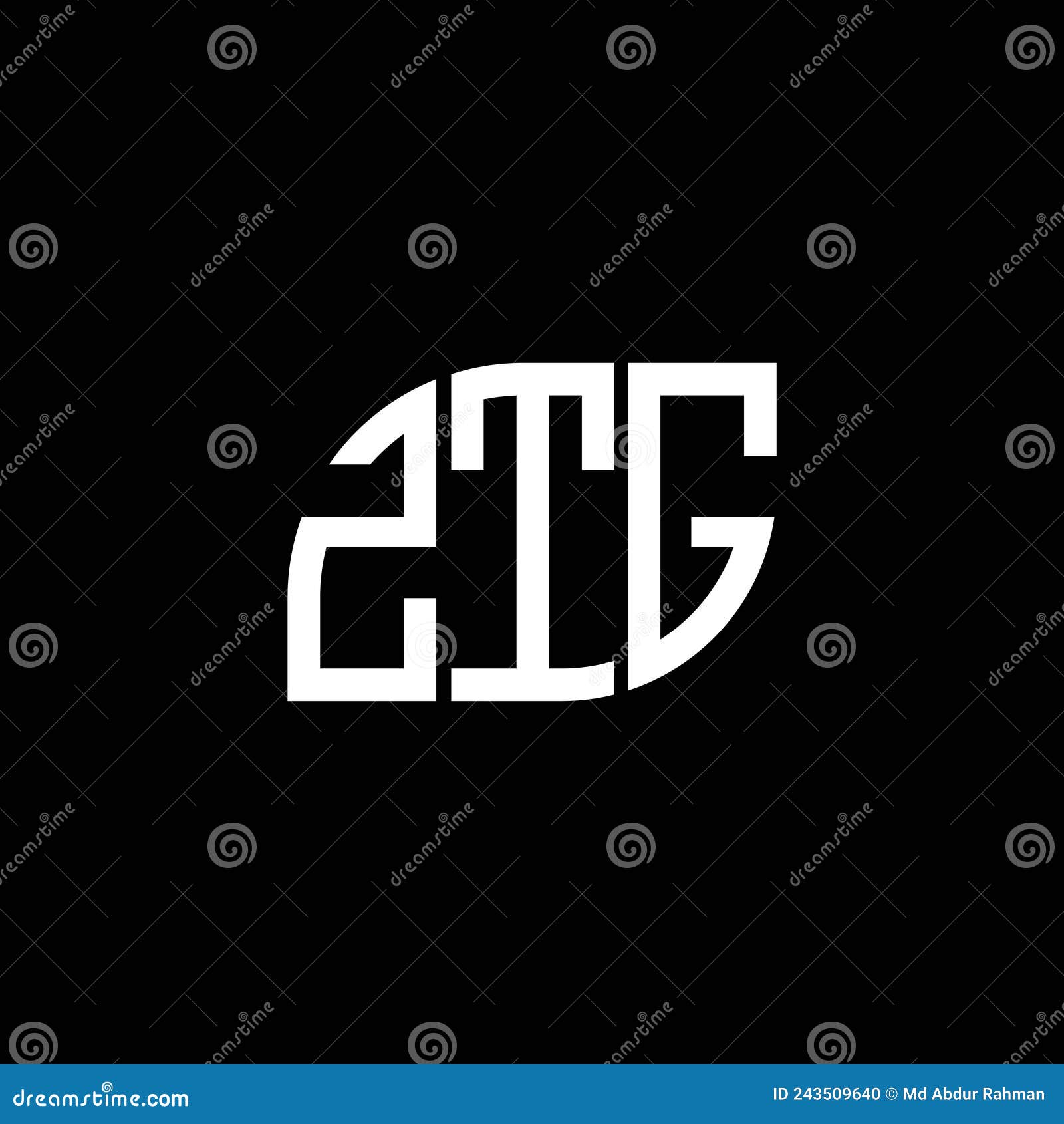 ZTG Letter Logo Design on Black Background. ZTG Creative Initials ...