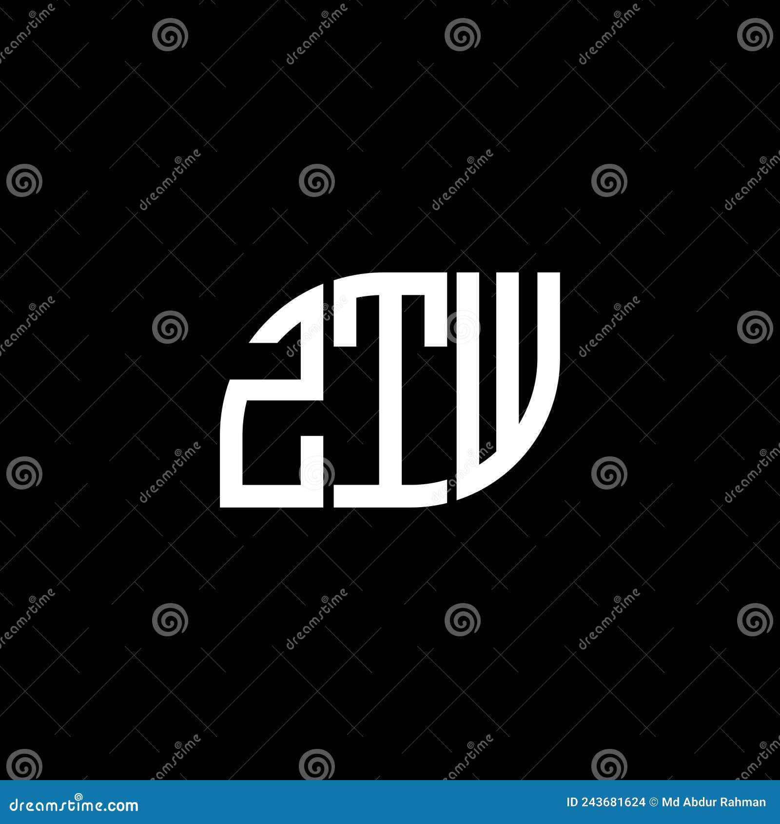 ZTW Letter Logo Design on Black Background. ZTW Creative Initials ...
