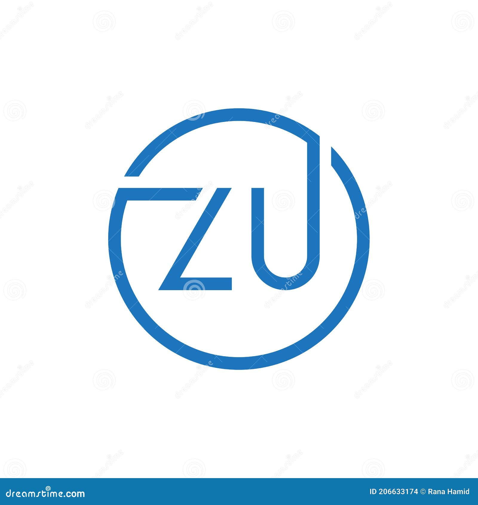 ZU Logo Design Vector Template. Initial Circle Letter ZU Vector ...