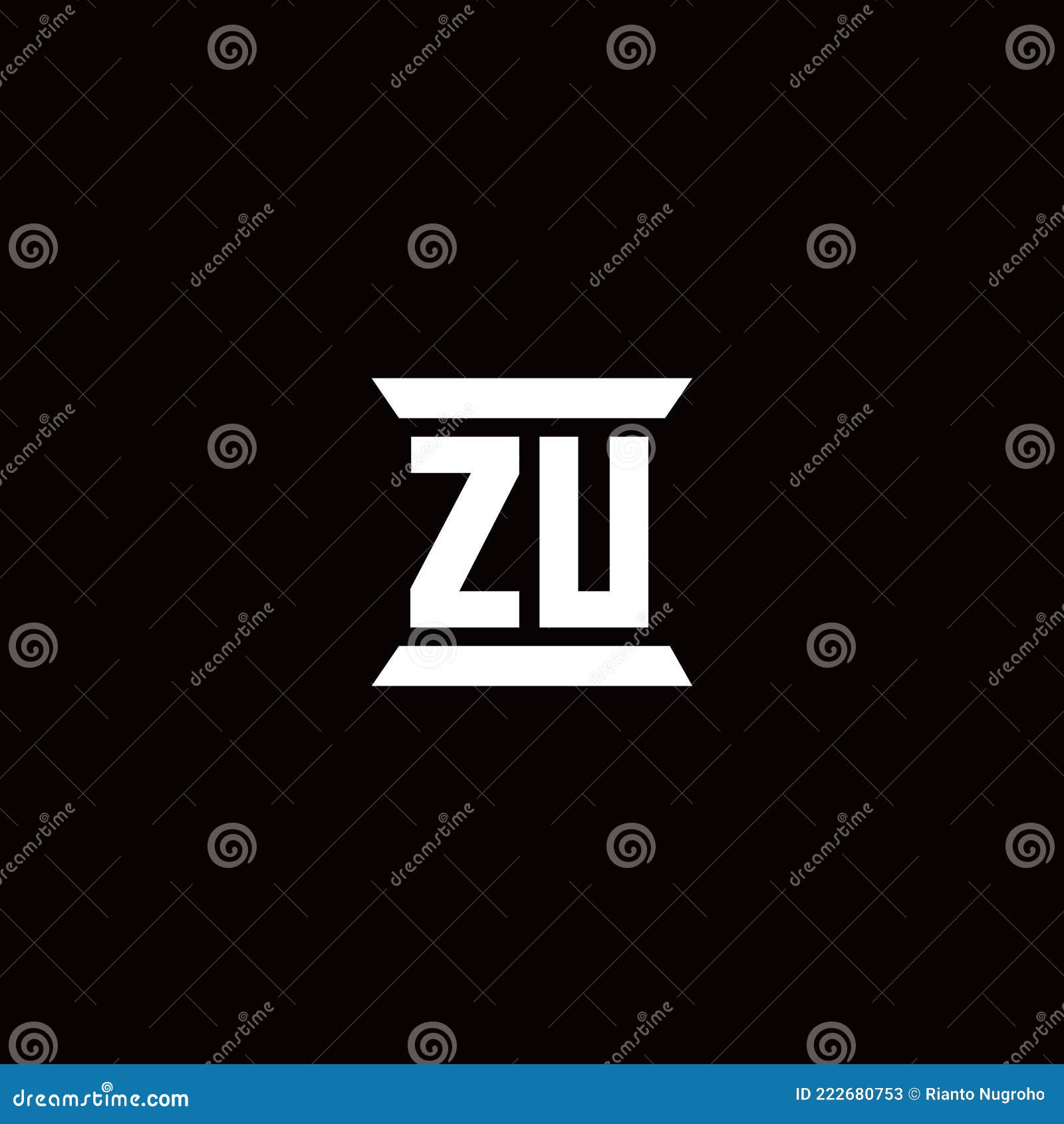 ZU Logo Monogram with Pillar Shape Designs Template Stock Vector ...