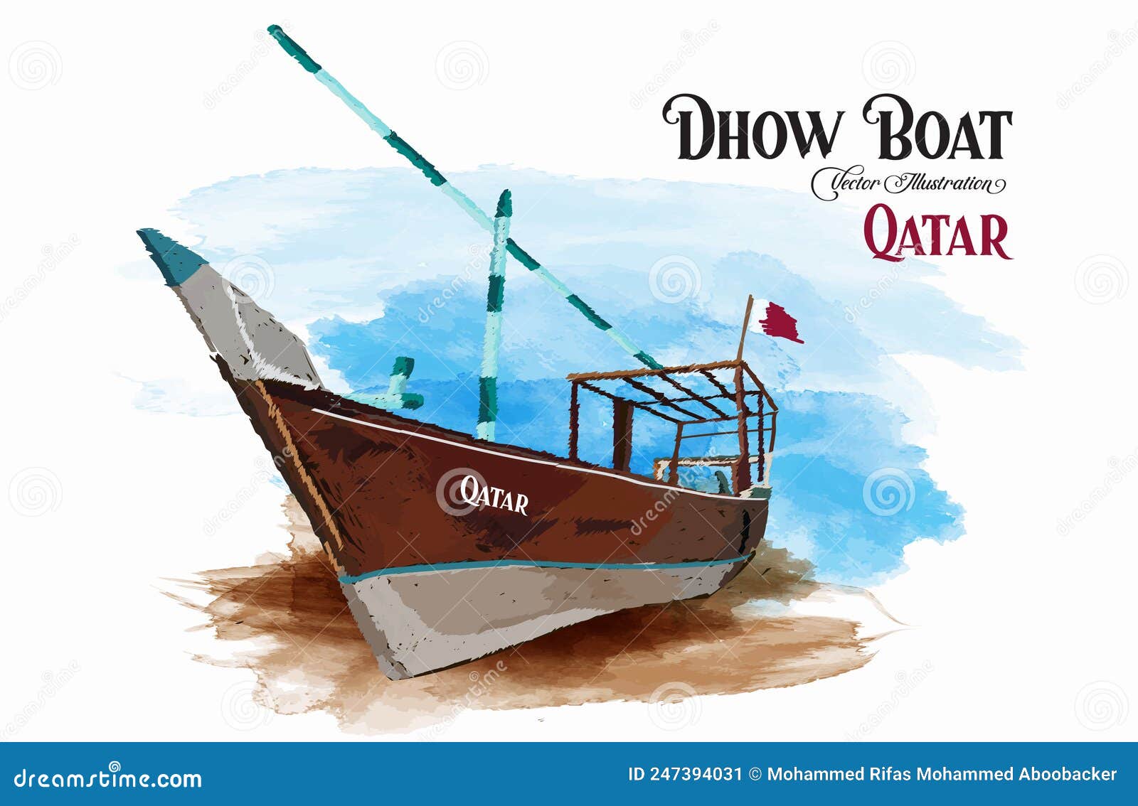 Qatar Dhow Boat Vector Illustration. Stock Vector - Illustration of ...