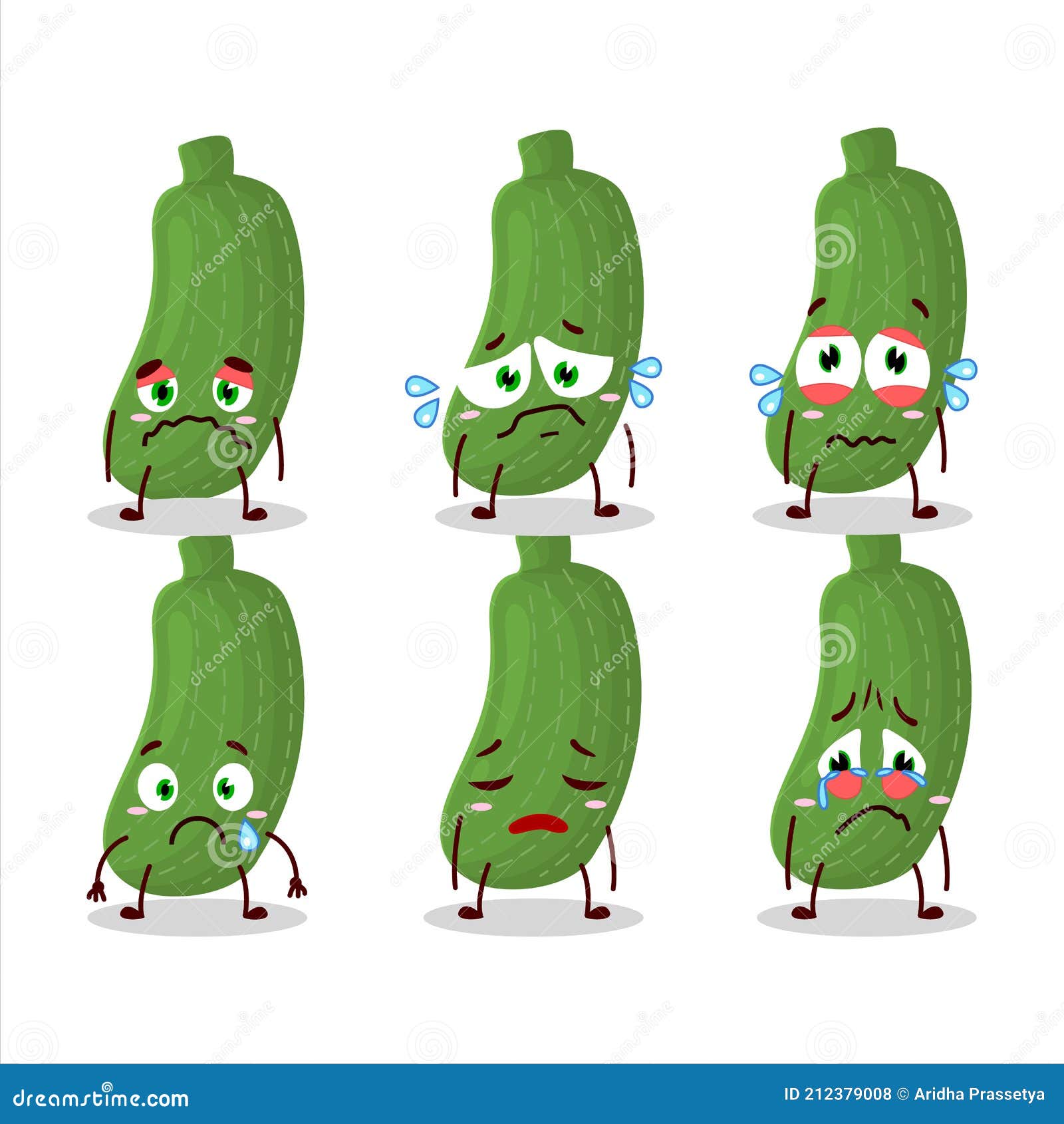 Zucchini Cartoon in Character with Sad Expression Stock Vector ...