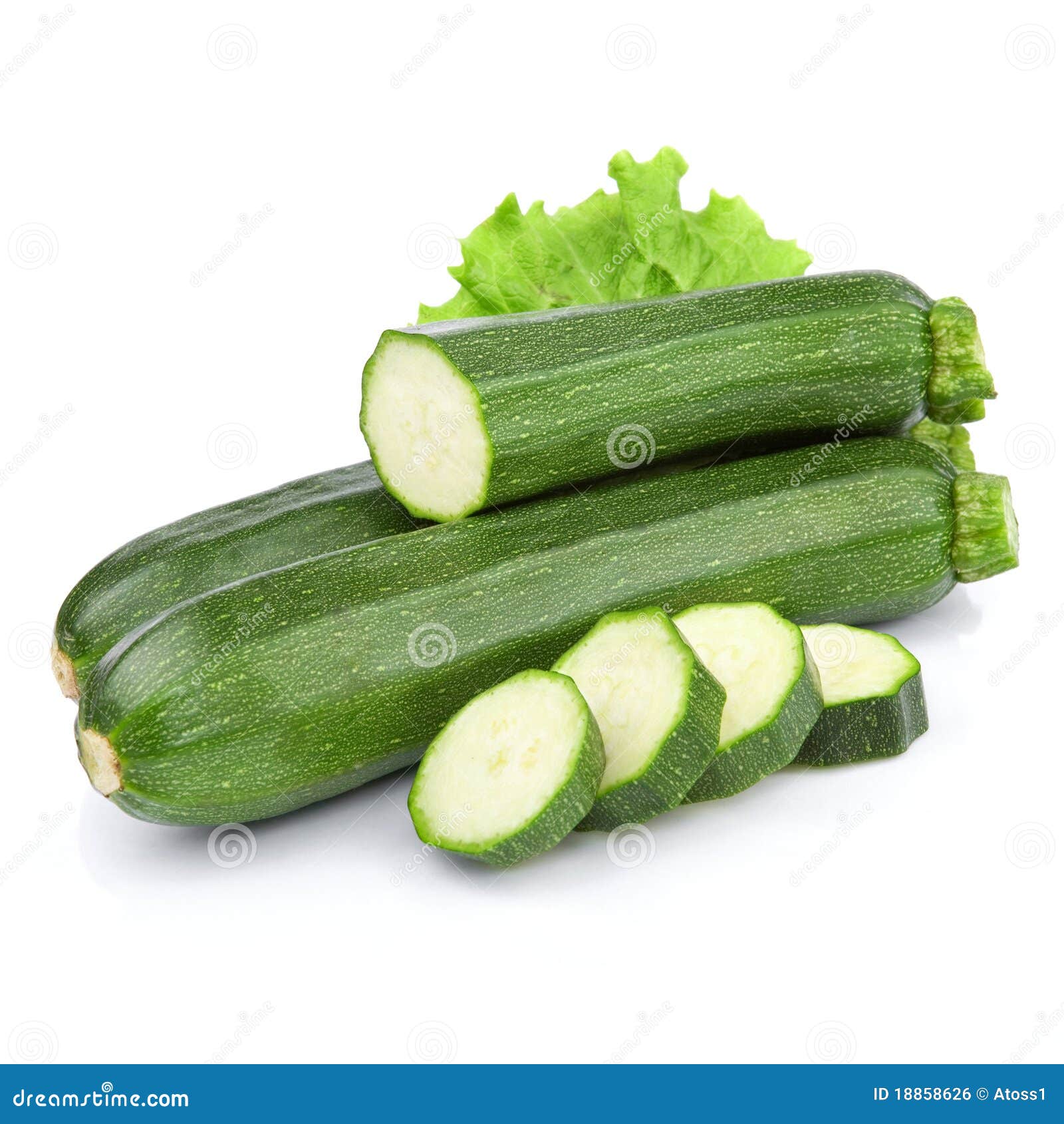 Zucchini Courgette Decorated with Green Leaf Lettu Stock Photo - Image ...