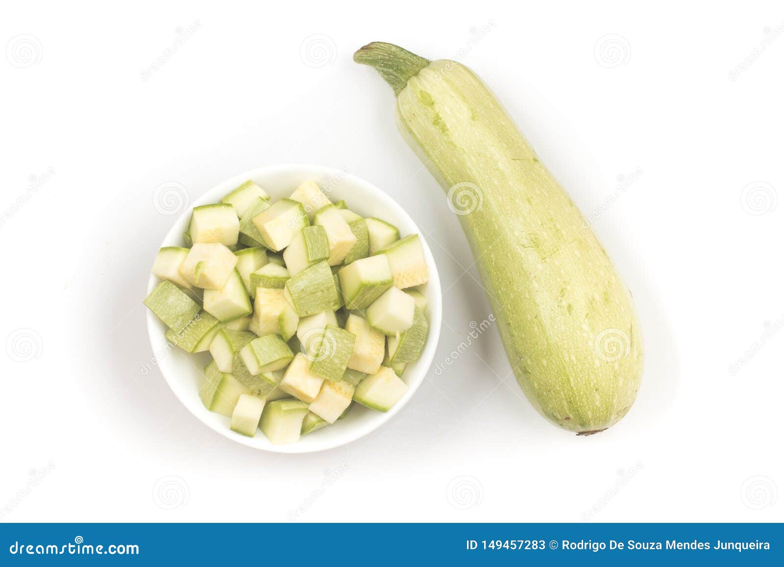 Zucchini Diced. Cut into Cubes in a Bowl. Top View Stock Image - Image ...