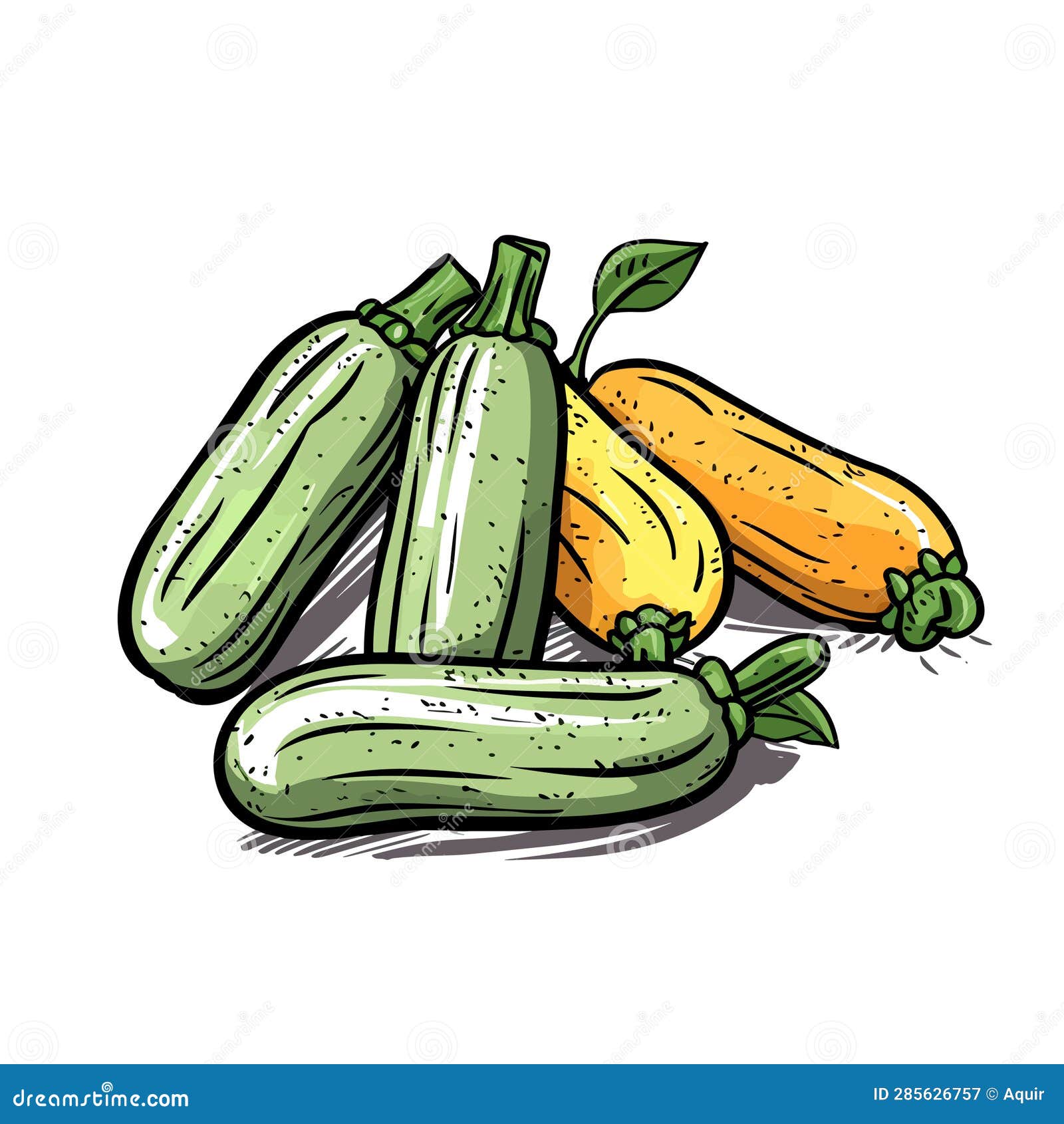 Zucchini Hand-drawn Illustration. Zucchini. Vector Doodle Style Cartoon ...
