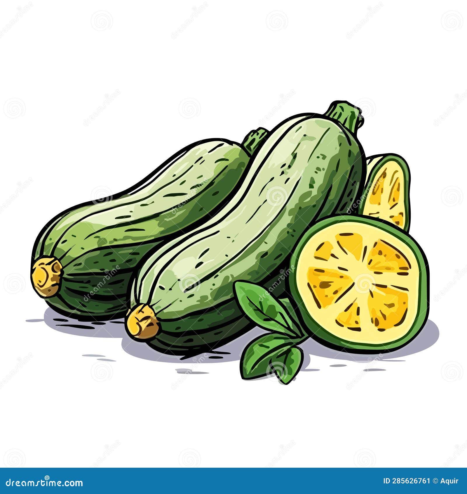 Zucchini Hand-drawn Illustration. Zucchini. Vector Doodle Style Cartoon ...