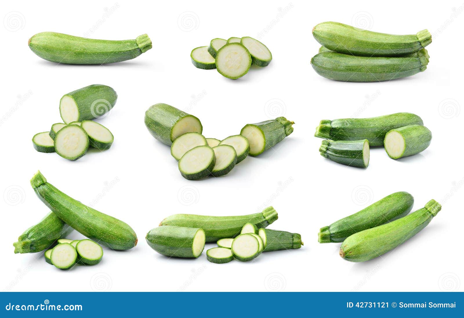 Zucchini Isolated on White Background Stock Image - Image of slices ...