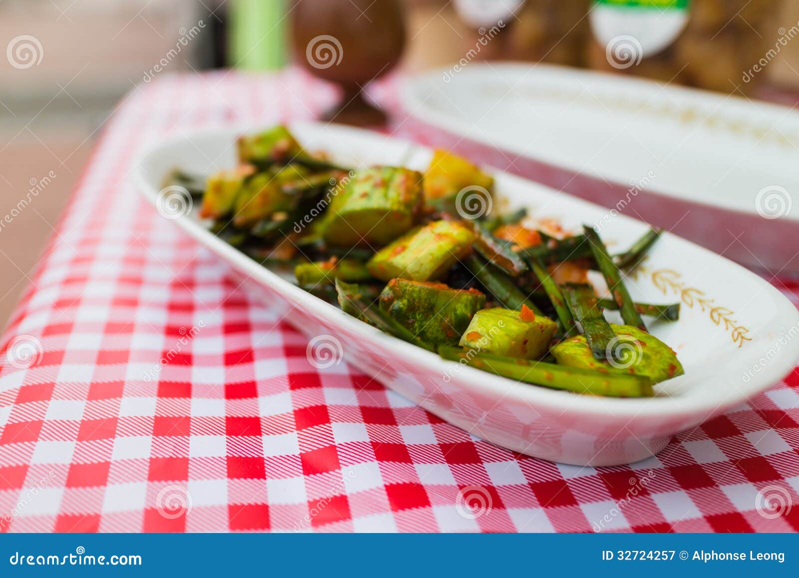 Zucchini kimchi on plate stock image. Image of zucchini - 32724257