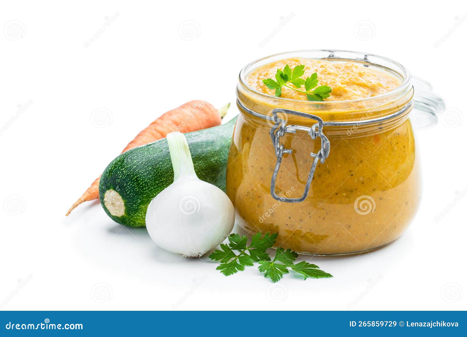 Zucchini Puree in a Glass Jar Isolated on White Stock Image - Image of ...