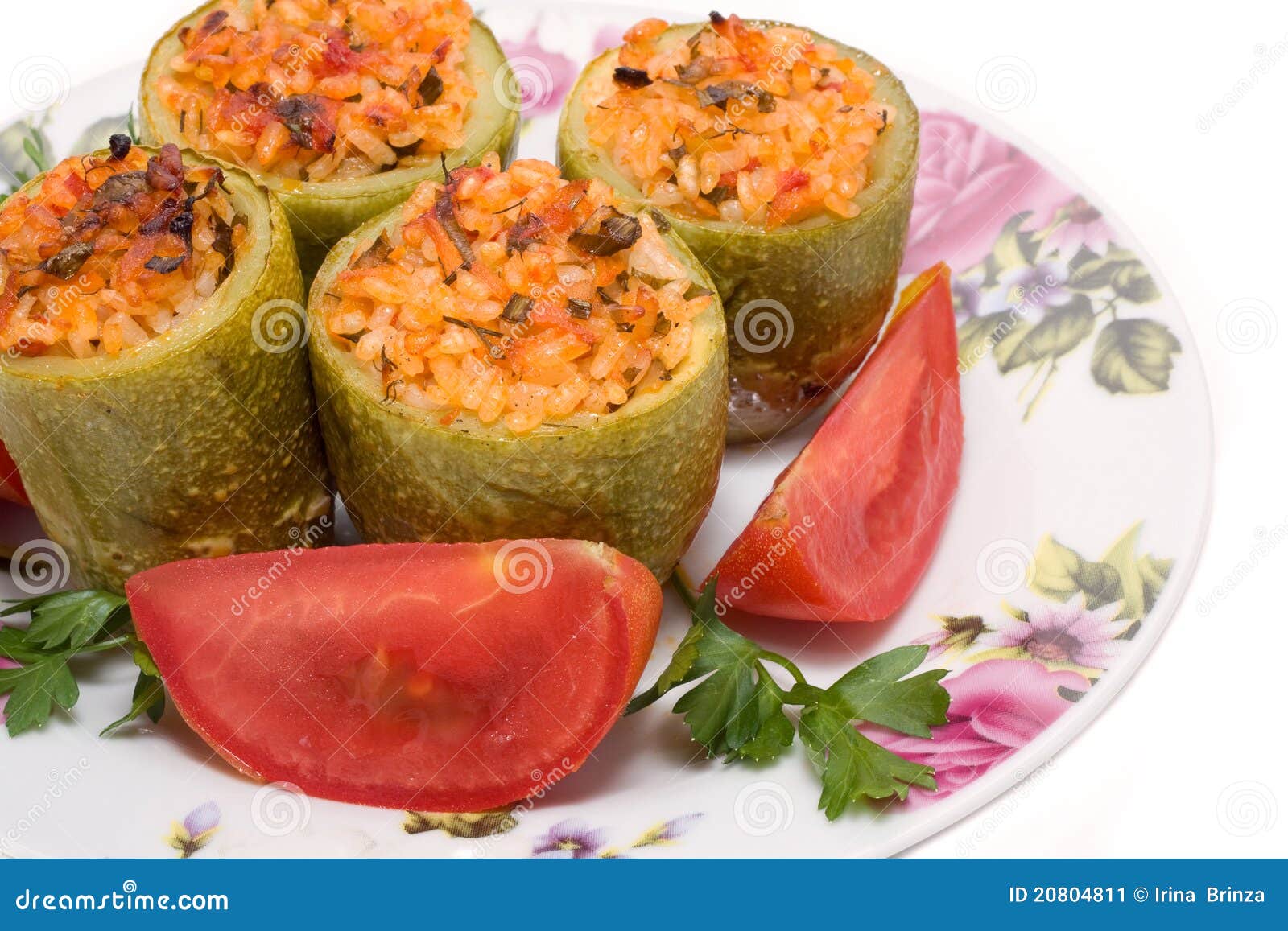 Zucchini Stuffed with Meat and Rice Stock Image - Image of greek ...