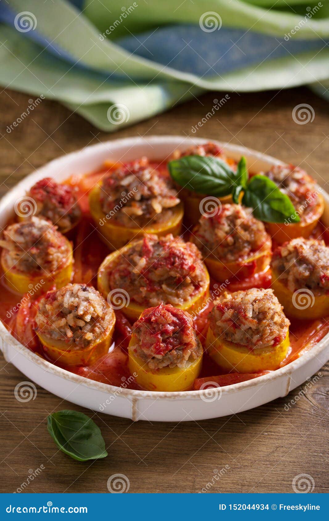 Zucchini Stuffed with Meat, Rice and Vegetables in Tomato Sauce. Loaded ...