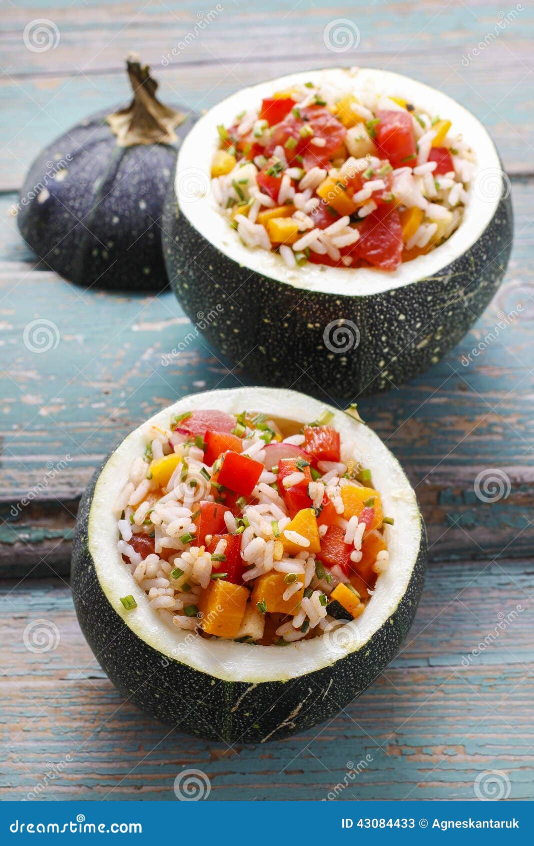 Zucchini Stuffed with Rice and Vegetables Stock Image - Image of ...