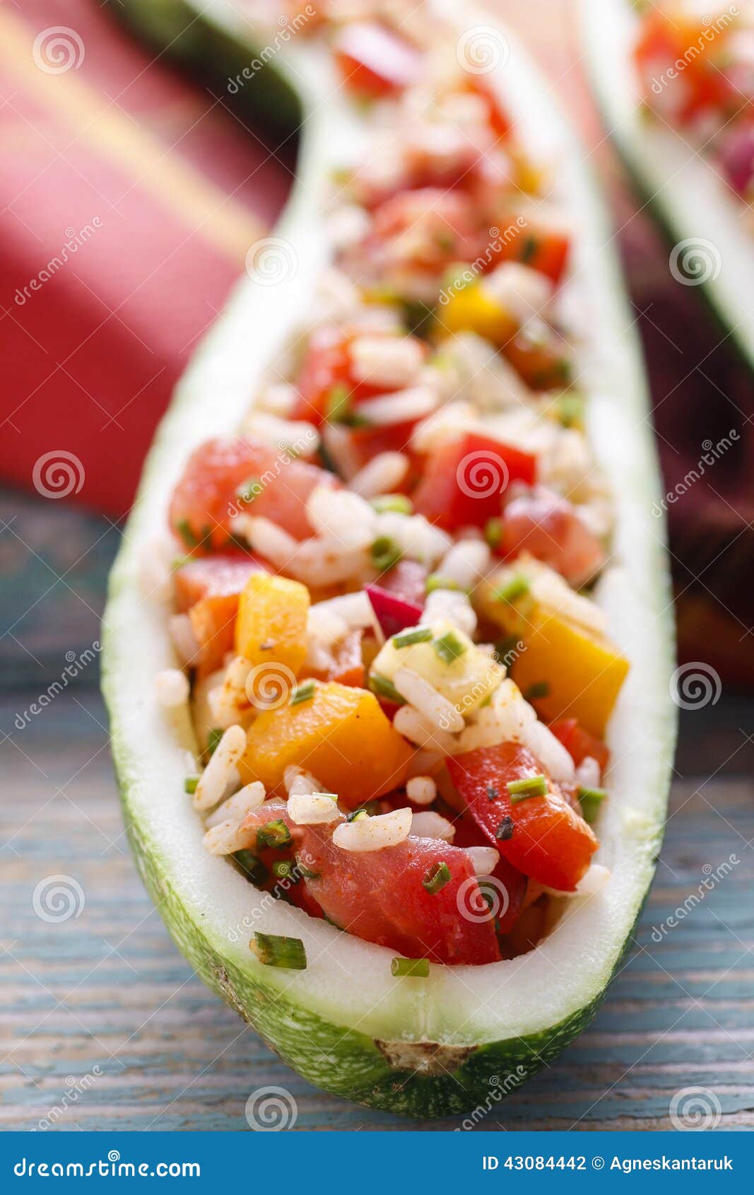 Zucchini Stuffed with Rice and Vegetables Stock Photo - Image of herb ...