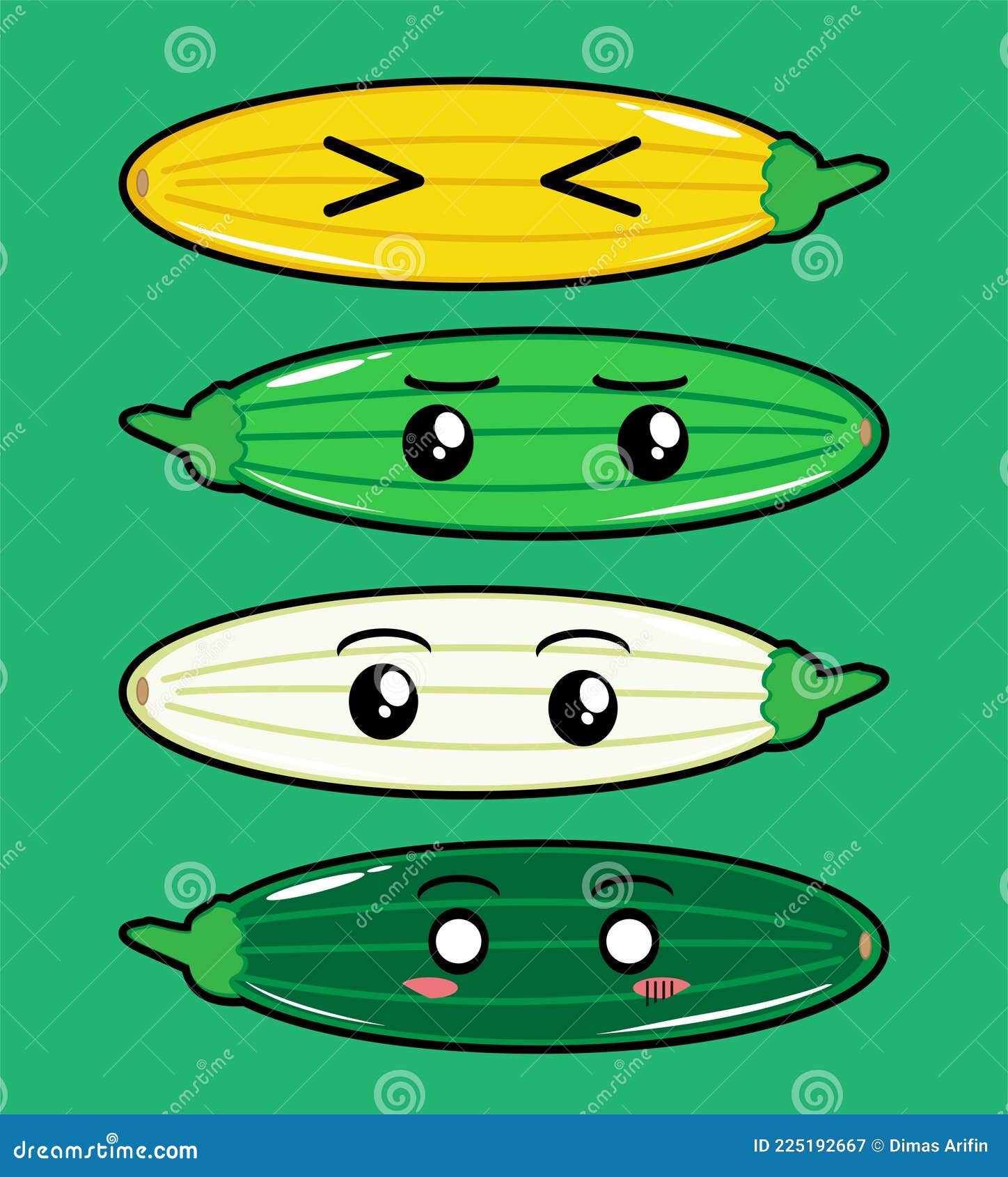 Zucchini Vegetable Mixed Colors Mask Stock Vector - Illustration of ...