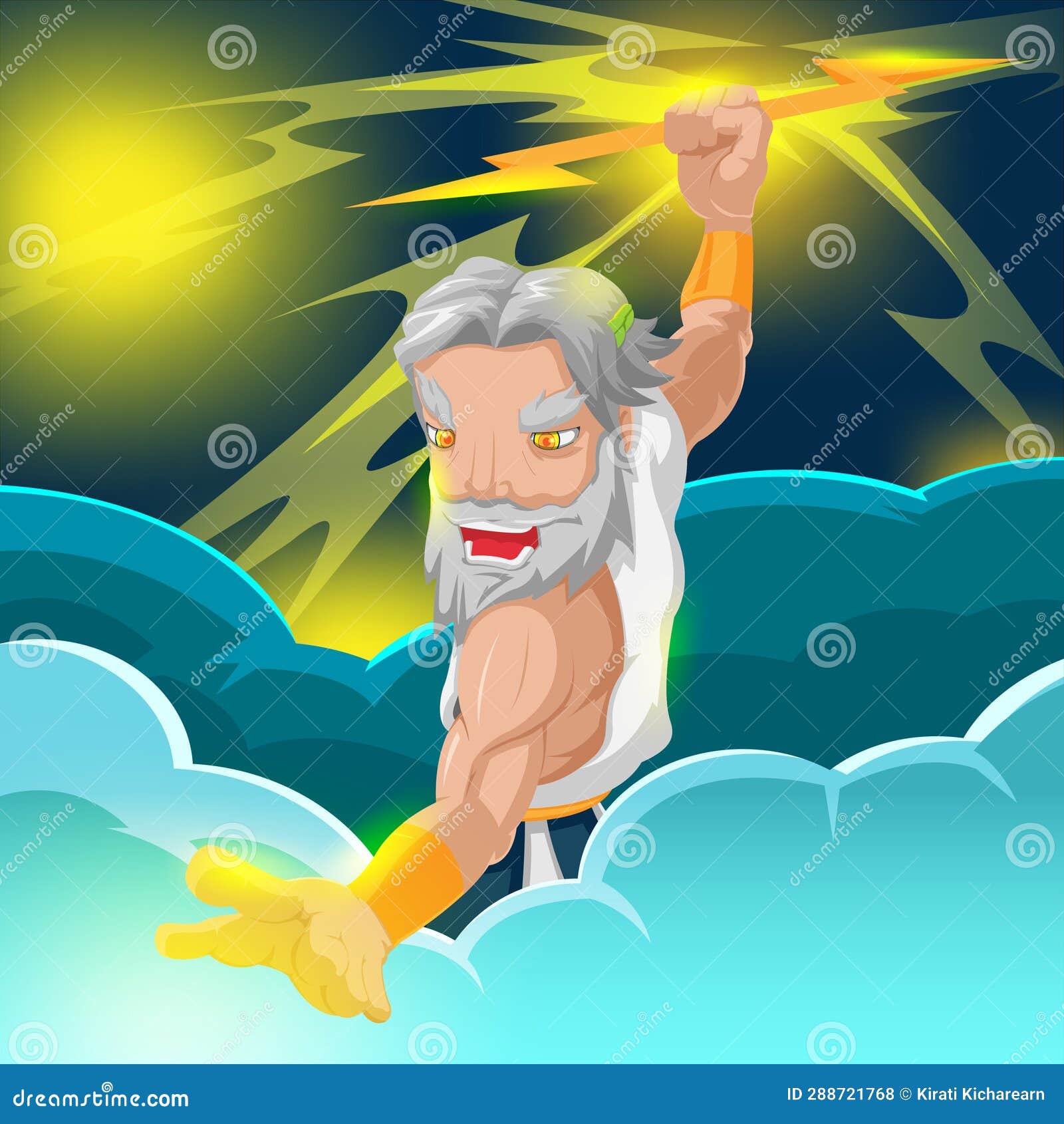 Zues Hold Thunder Cartoon Isolate Vector Stock Illustration ...