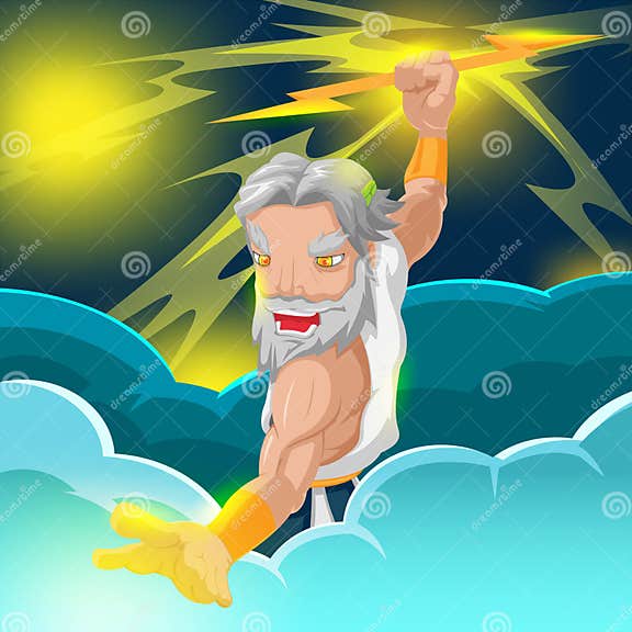 Zues Hold Thunder Cartoon Isolate Vector Stock Illustration ...