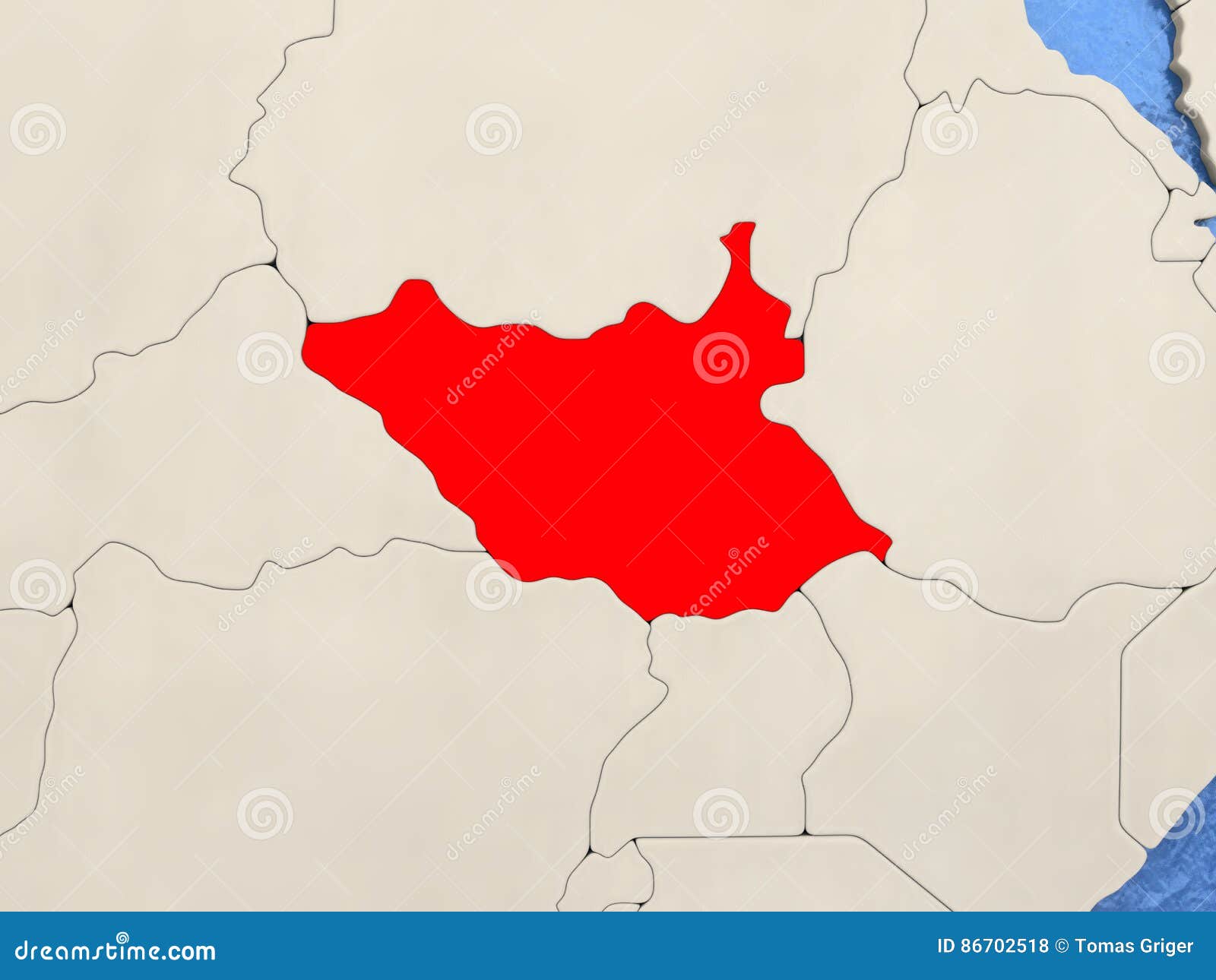 Zuid-Soedan op kaart stock illustratie. Illustration of internationaal ...
