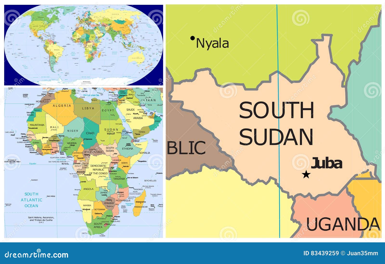 Zuid-Soedan & Wereld stock illustratie. Illustration of china - 83439259